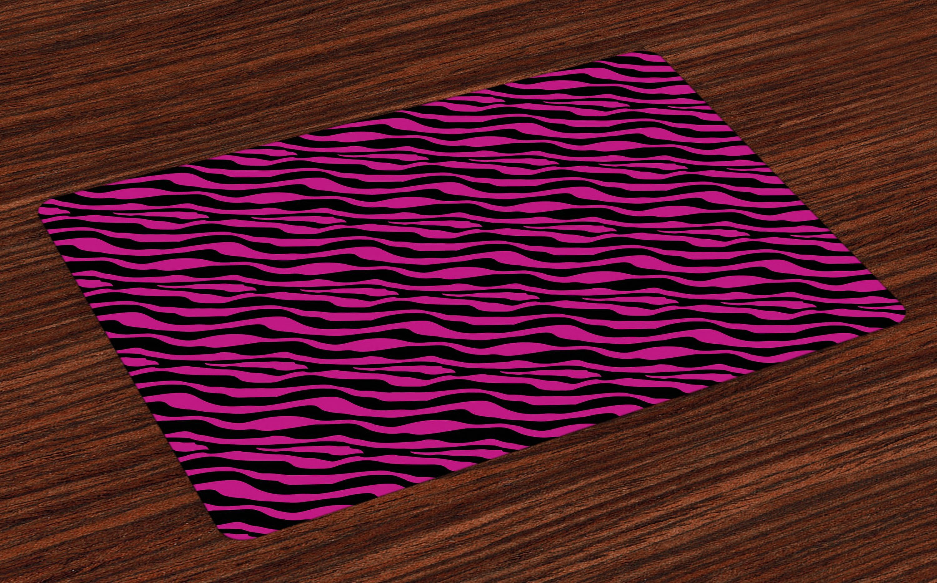 Ambesonne Pink Zebra Place Mats Set of 4, Wild Animal Stripes, Standard ...