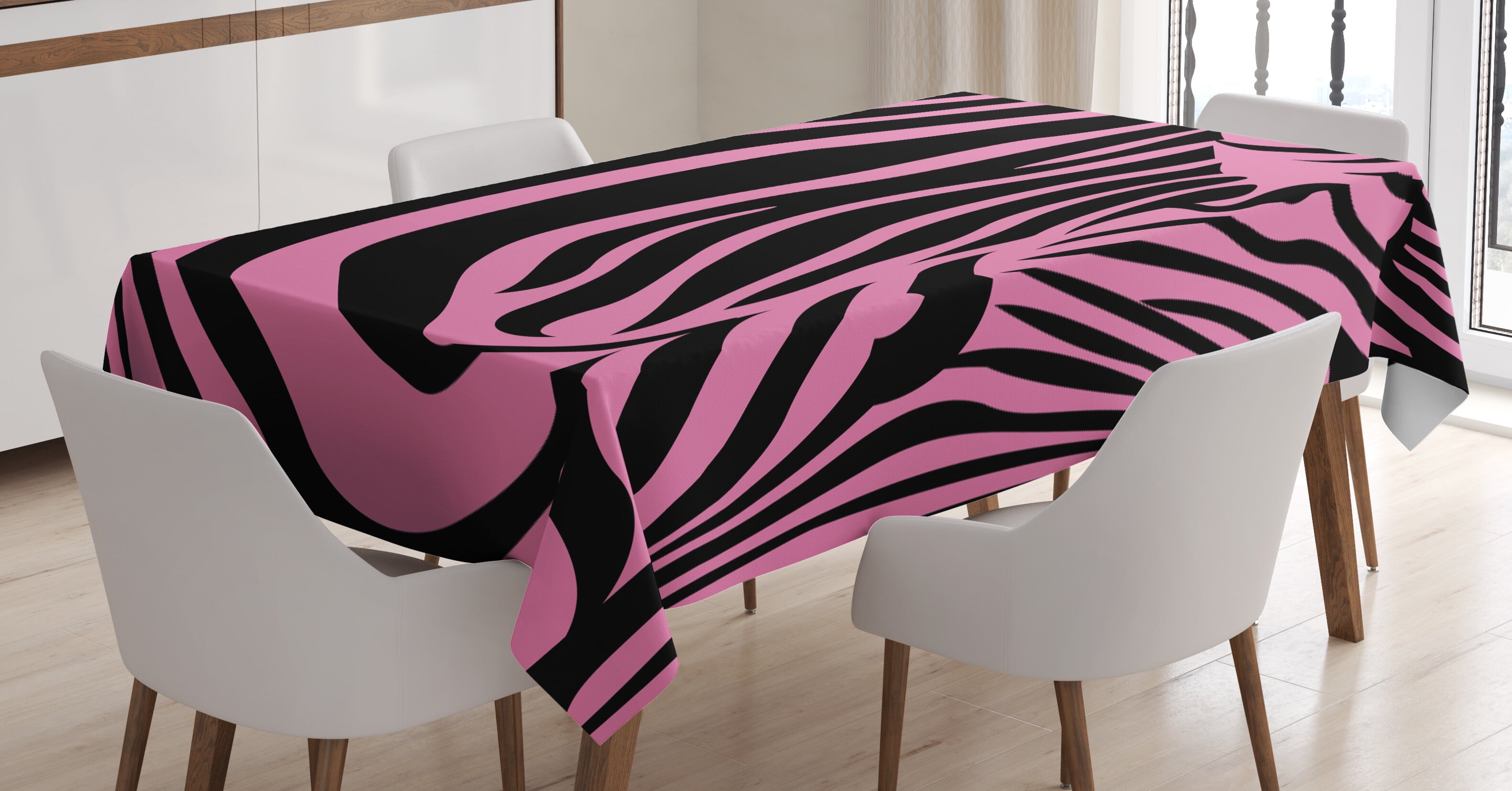 Ambesonne Pink Zebra Tablecloth Rectangular Table Cover, Punk Tribal ...