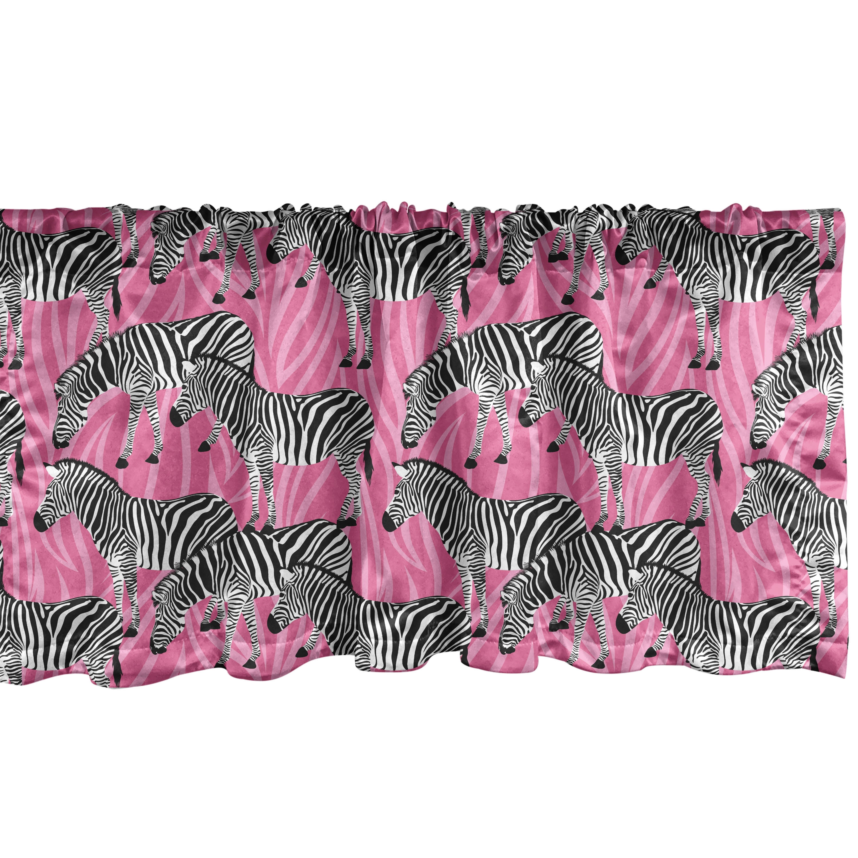 Ambesonne Pink Zebra Window Valance, Wild Animals Pastel, 54" X 18 ...