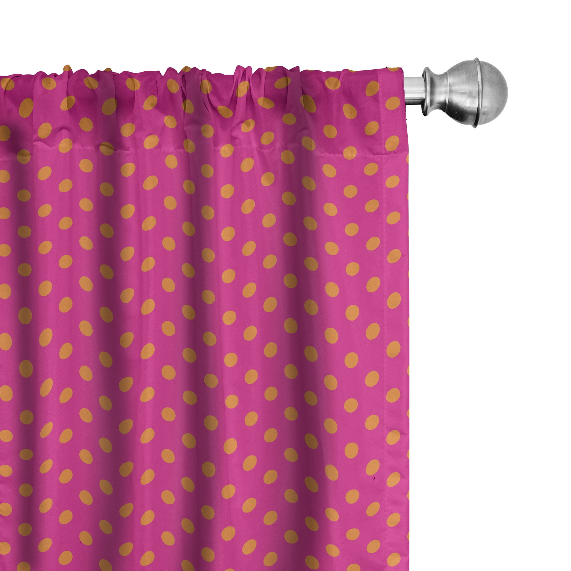 Ambesonne Pink and Orange Curtains, Polka Dots Design, Pair of 28"x84 ...