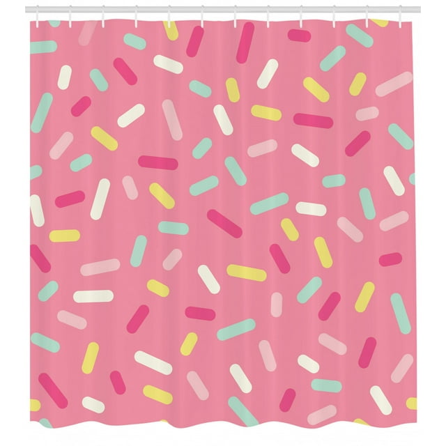 Ambesonne Pink and White Shower Curtain, Donut Sprinkles, 69"Wx84"L ...
