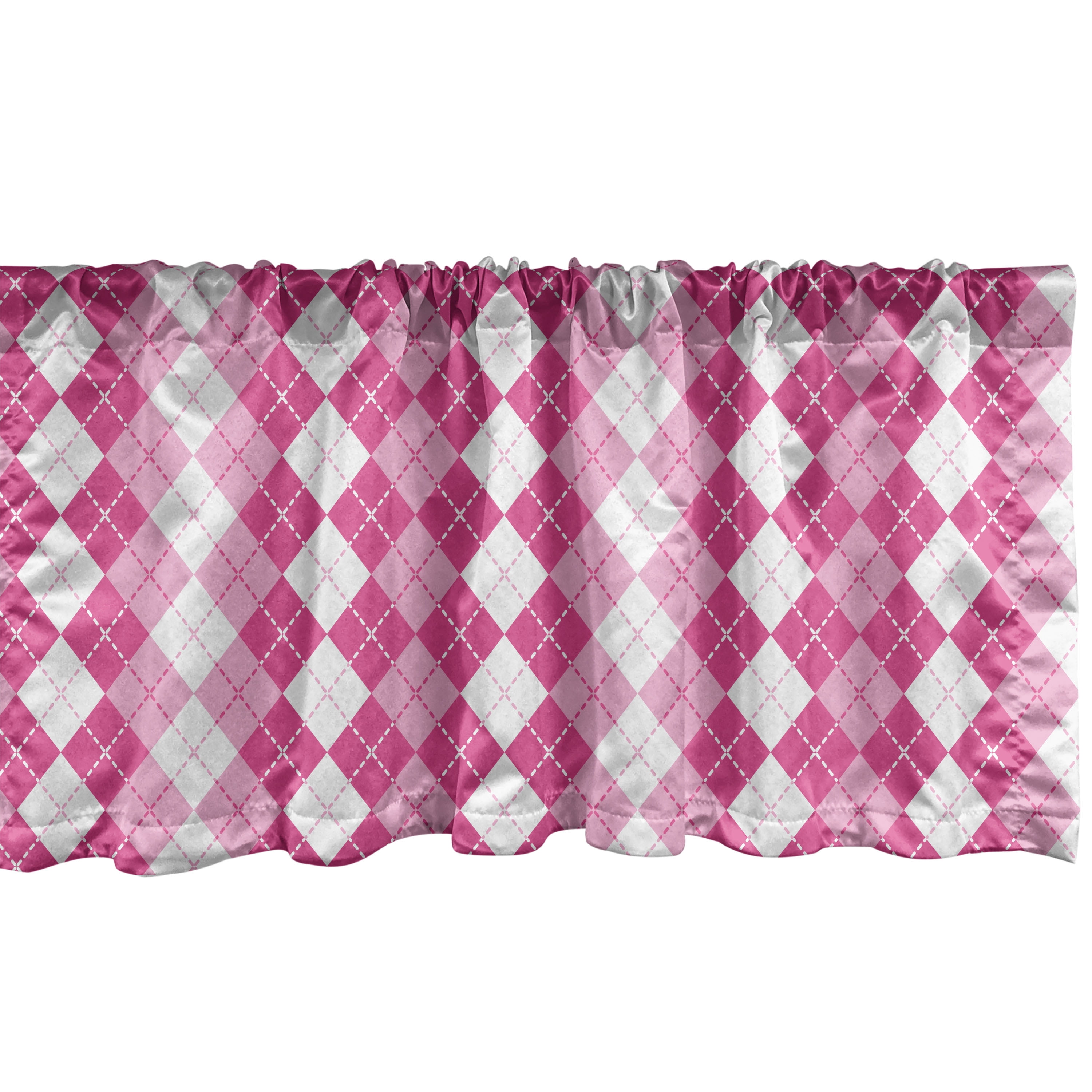 Ambesonne Pink and White Window Valance, Traditional Argyle, 54" X 12 ...