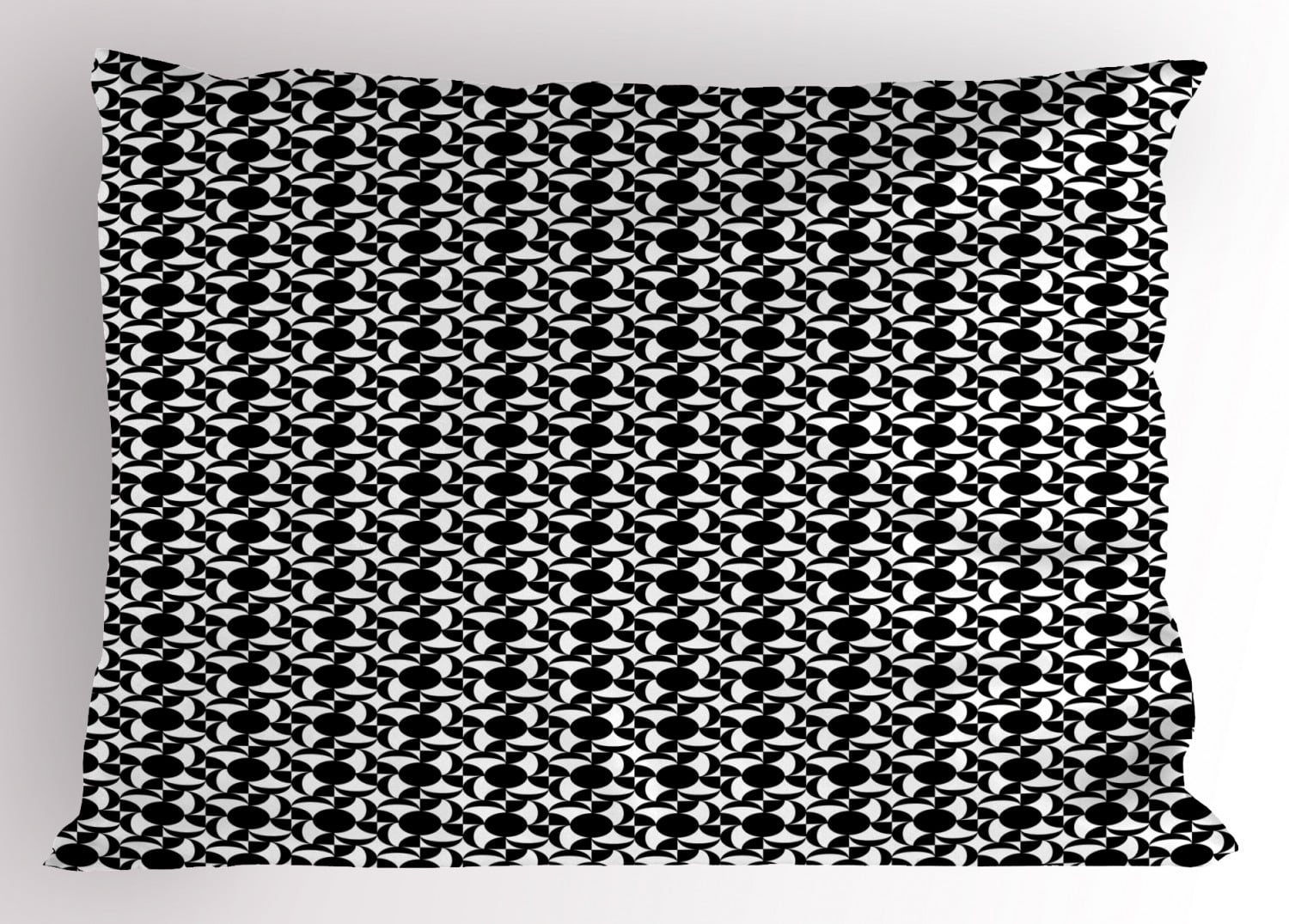 Ambesonne Pinwheel Pillow Sham, Black and White Tile, 26" X 20", Black ...