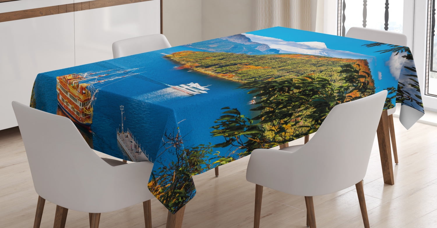 Ambesonne Pirate Ship Tablecloth Rectangular Table Cover, Lake Ashi in ...