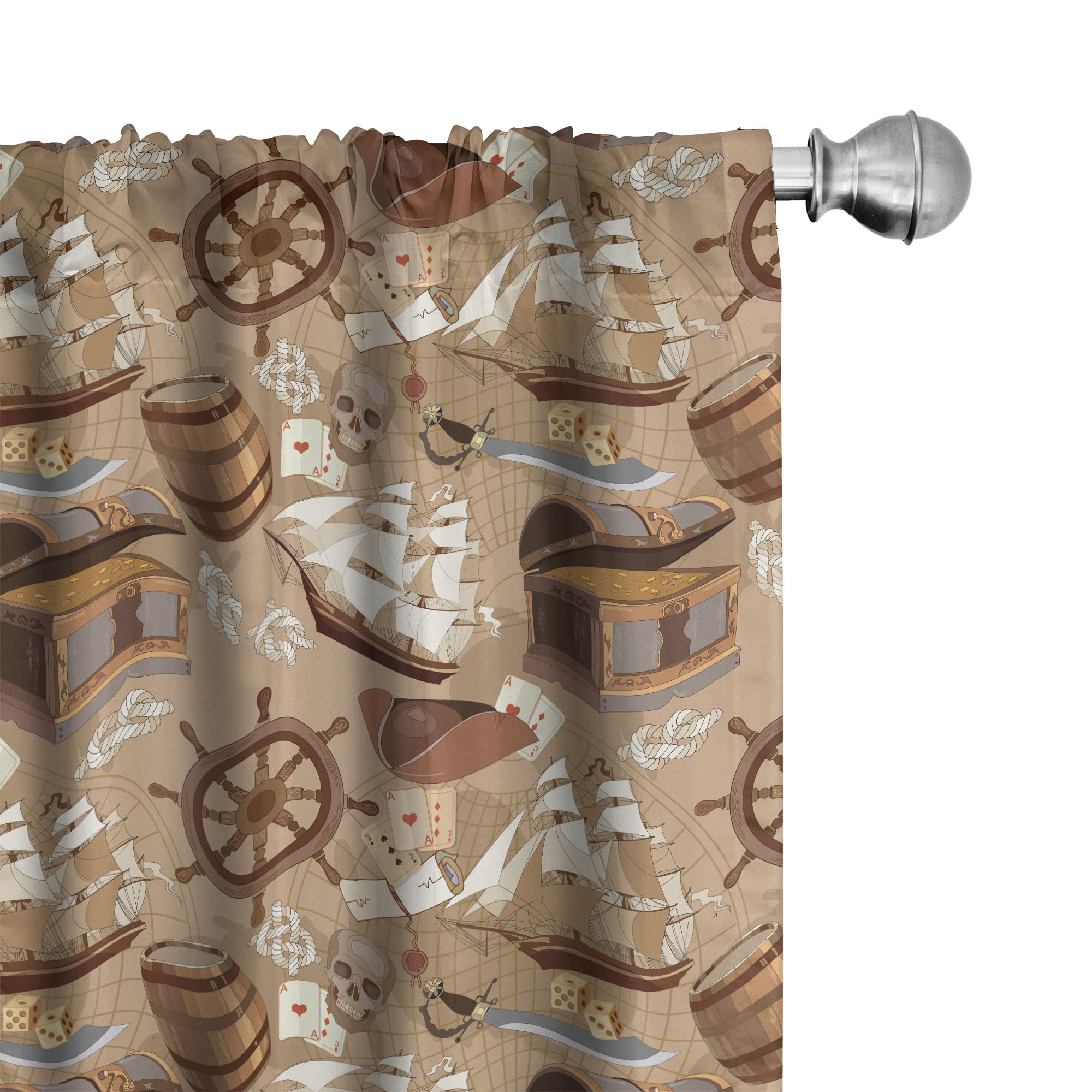Ambesonne Pirates Curtains, Map Adventure, Pair of 28"x63", Pale Brown ...
