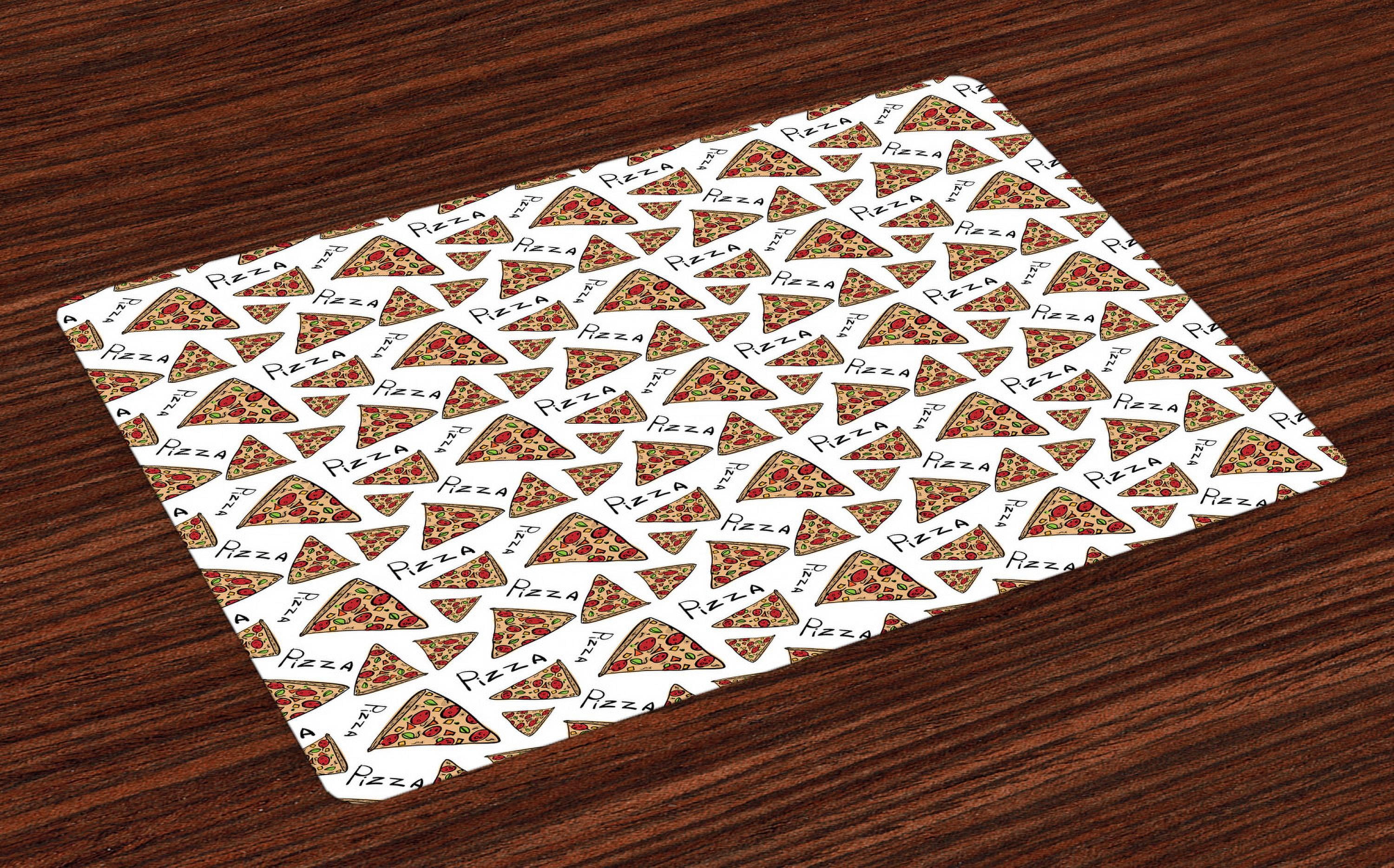 Ambesonne Pizza Place Mats Set of 4, Doodle Art Style Slices, Standard ...