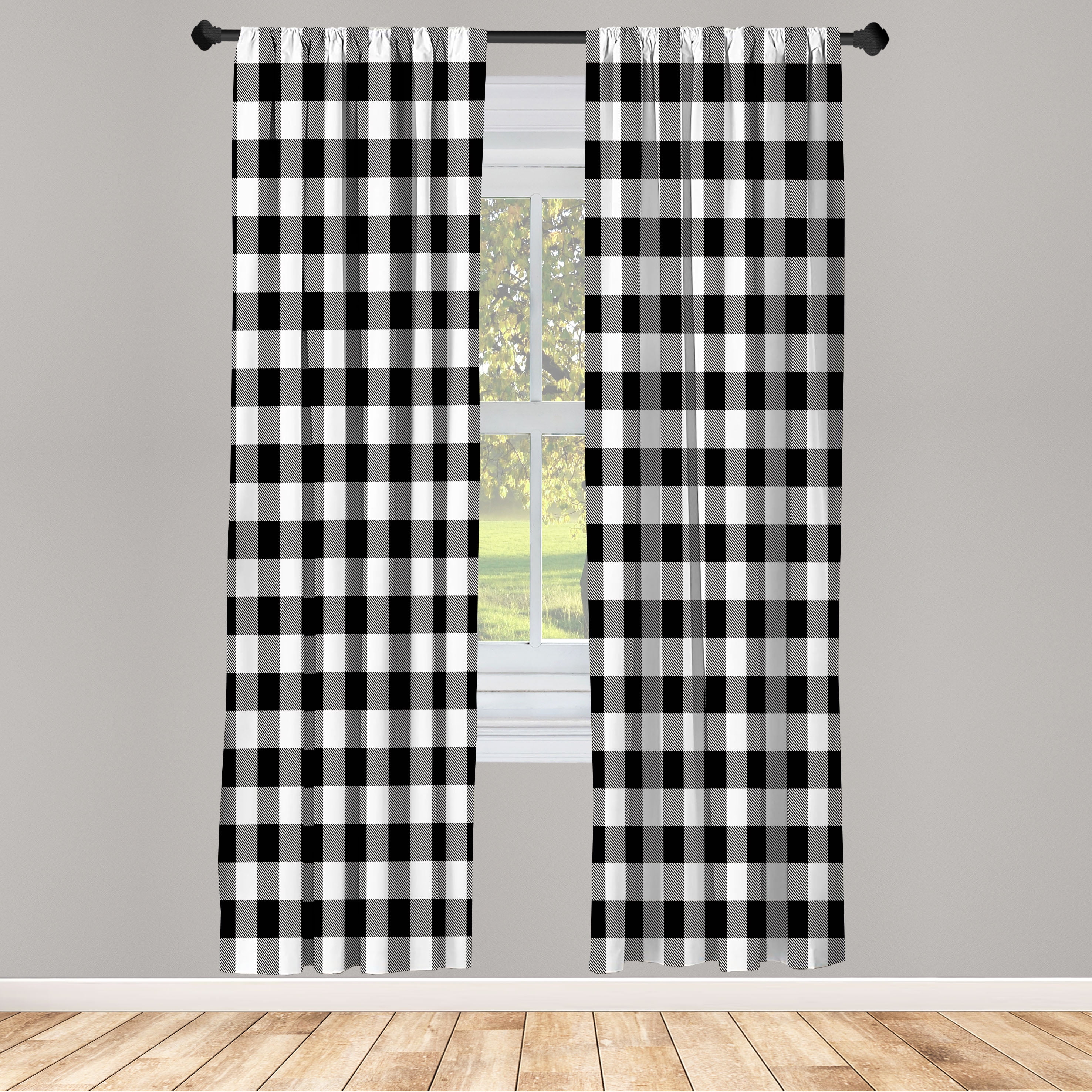 Ambesonne Plaid Curtains, Lumberjack Buffalo Checks Art, Pair of 28"x84 ...