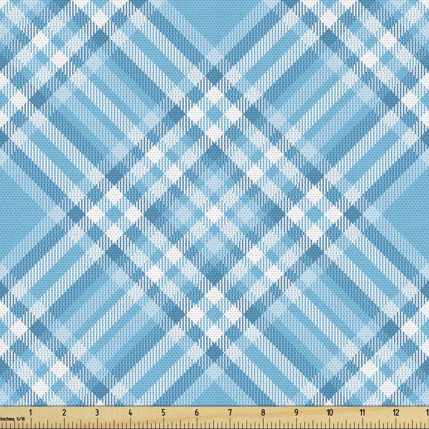 Ambesonne Plaid Fabric by the Yard Upholstery, British Diagonal Square ...