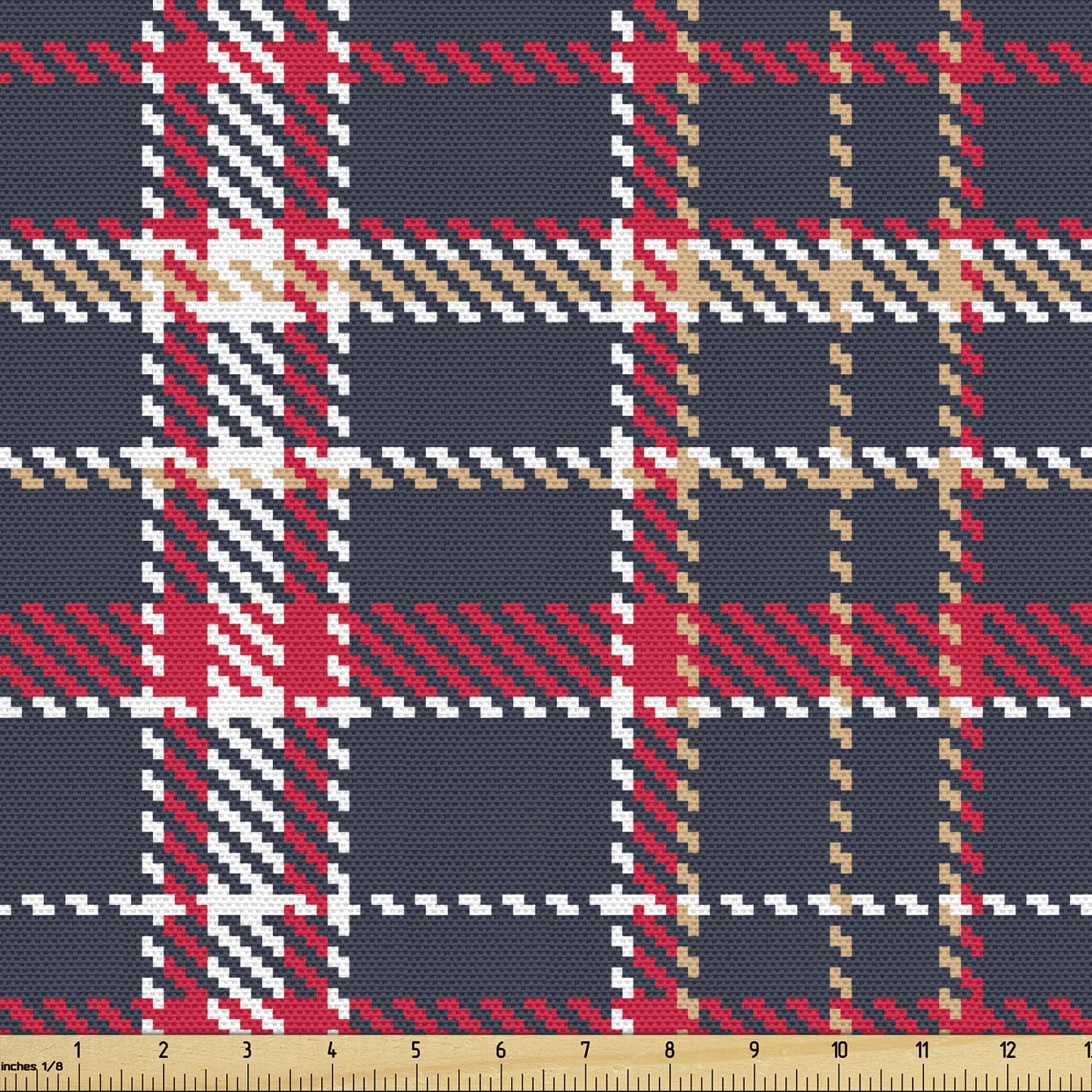 Ambesonne Plaid Fabric by the Yard Upholstery, Retro English Classical ...