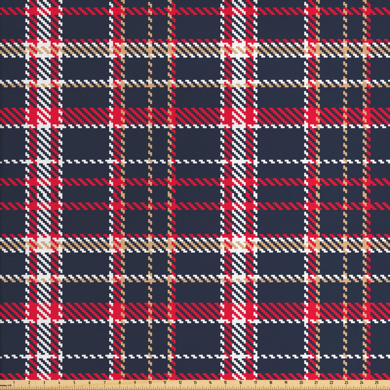 Ambesonne Plaid Fabric by the Yard Upholstery, Retro English Classical ...