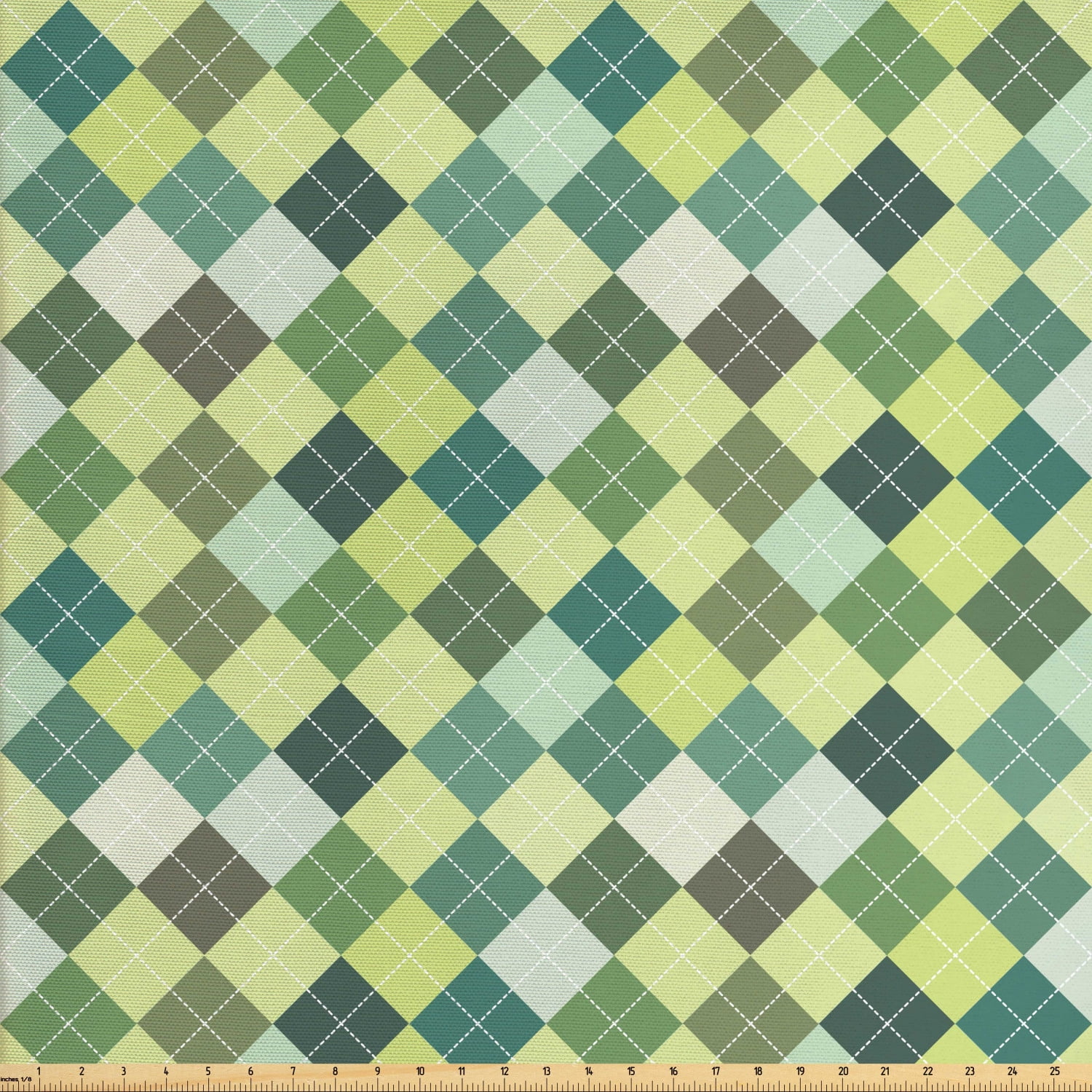 Ambesonne Plaid Fabric by the Yard Upholstery, Traditional Argyle Green ...