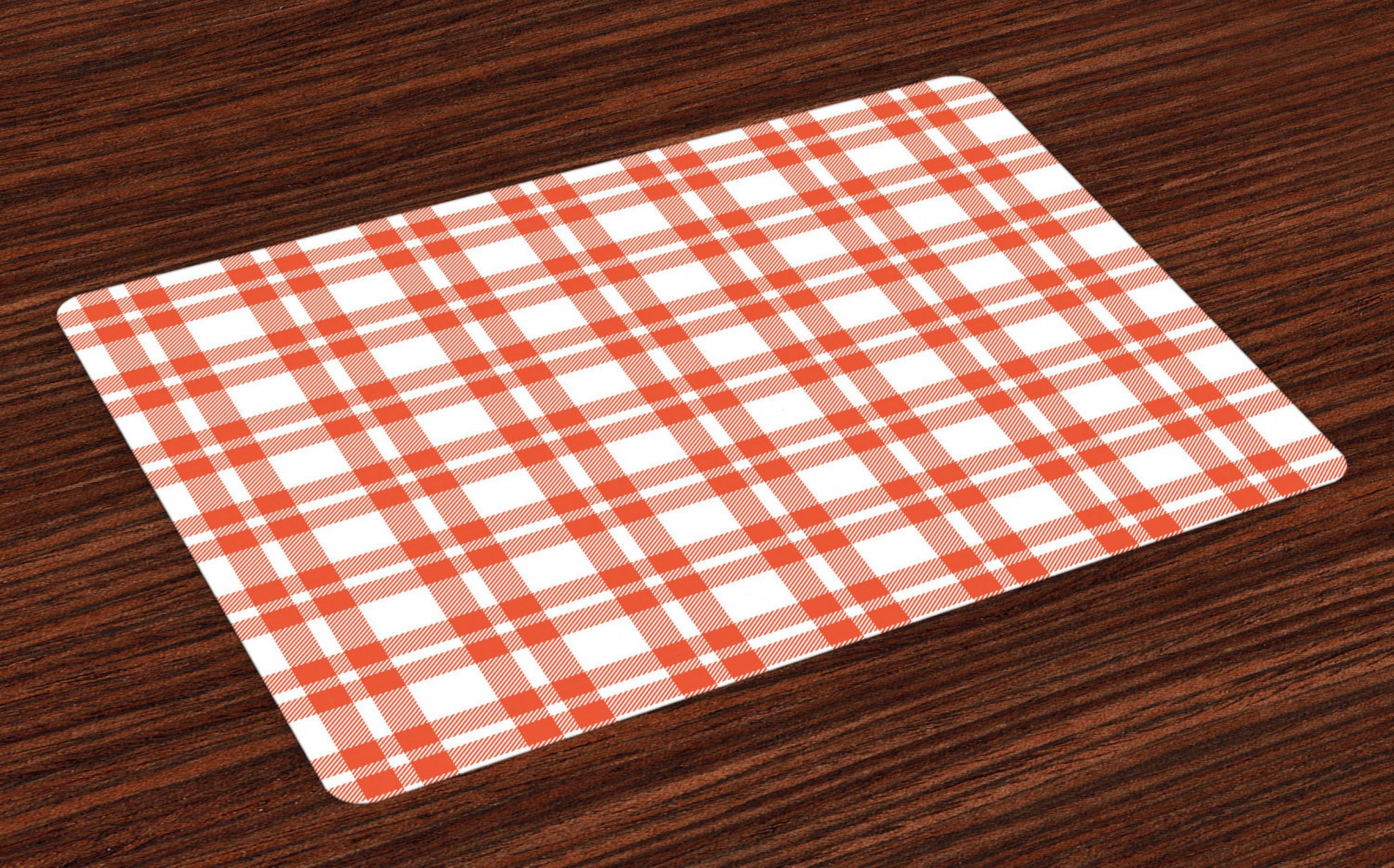 Ambesonne Plaid Place Mats Set of 4, Retro-Modern Checkered, Standard ...