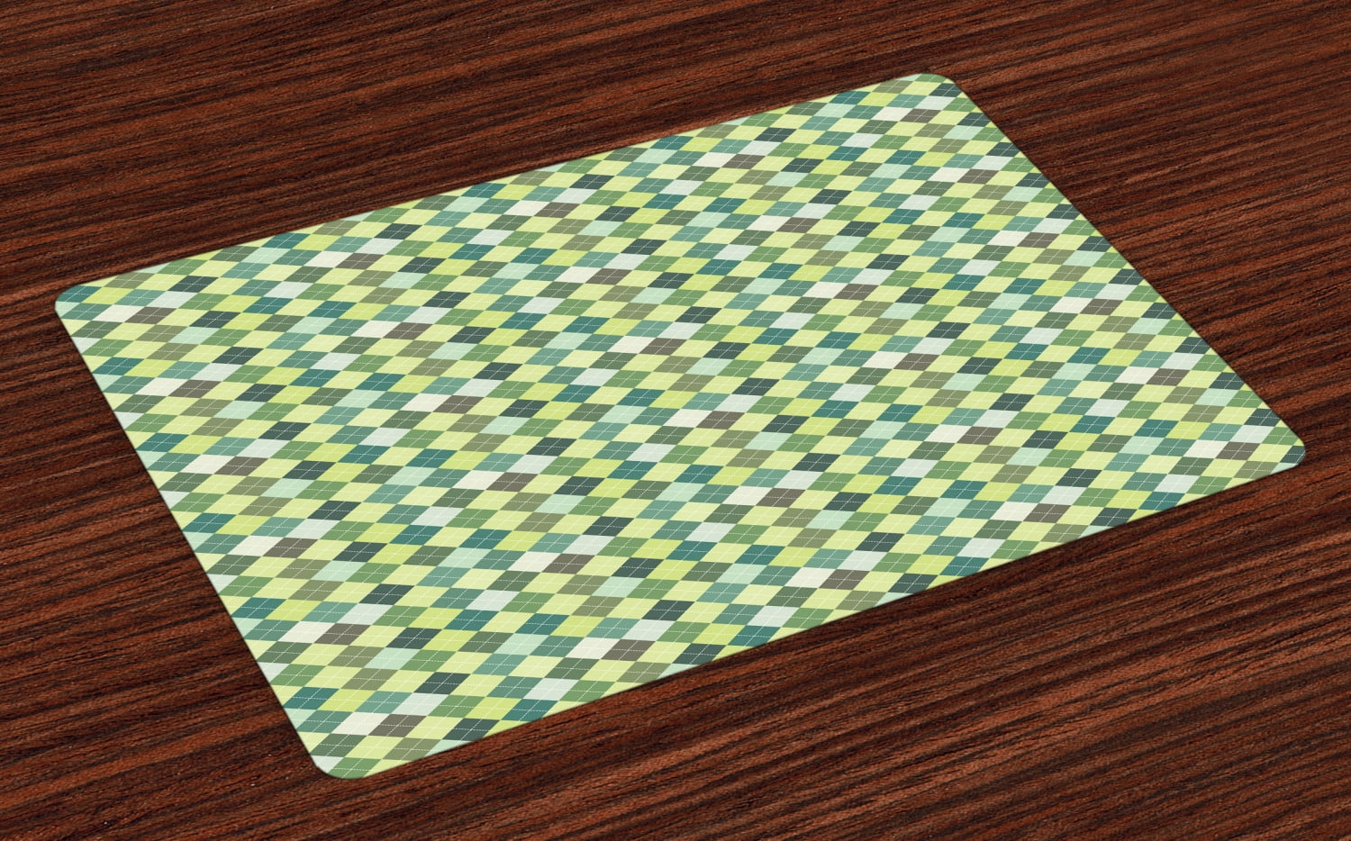 Ambesonne Plaid Place Mats Set of 4, Traditional Argyle Green, Standard ...