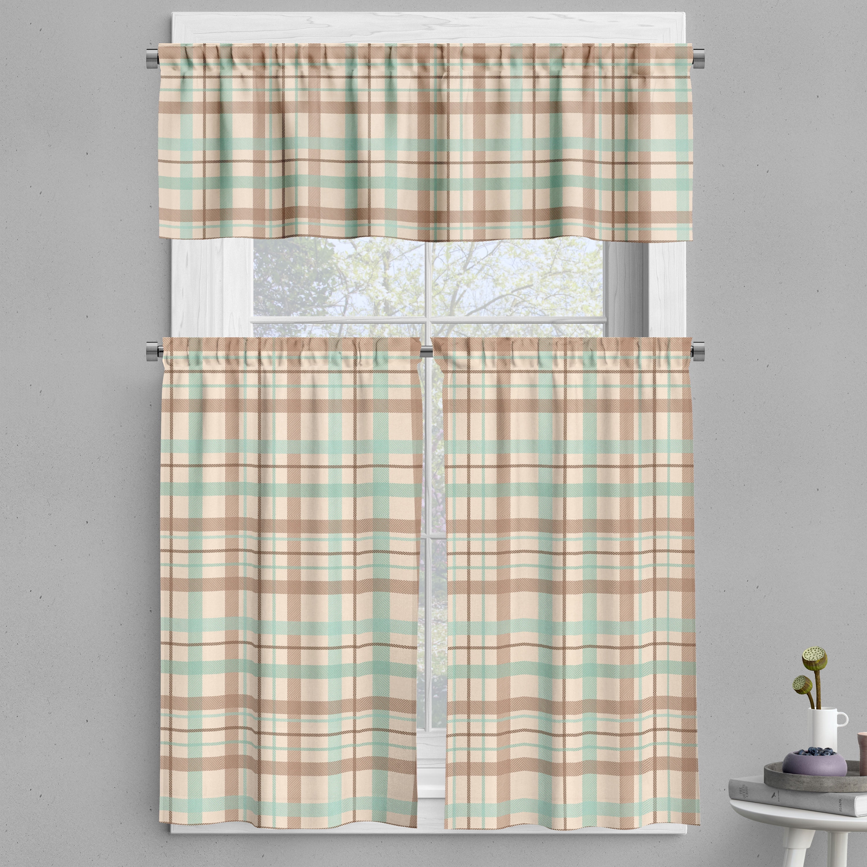 Ambesonne Plaid Valance & Curtain, Scottish Country Tartan, 55"x36 ...