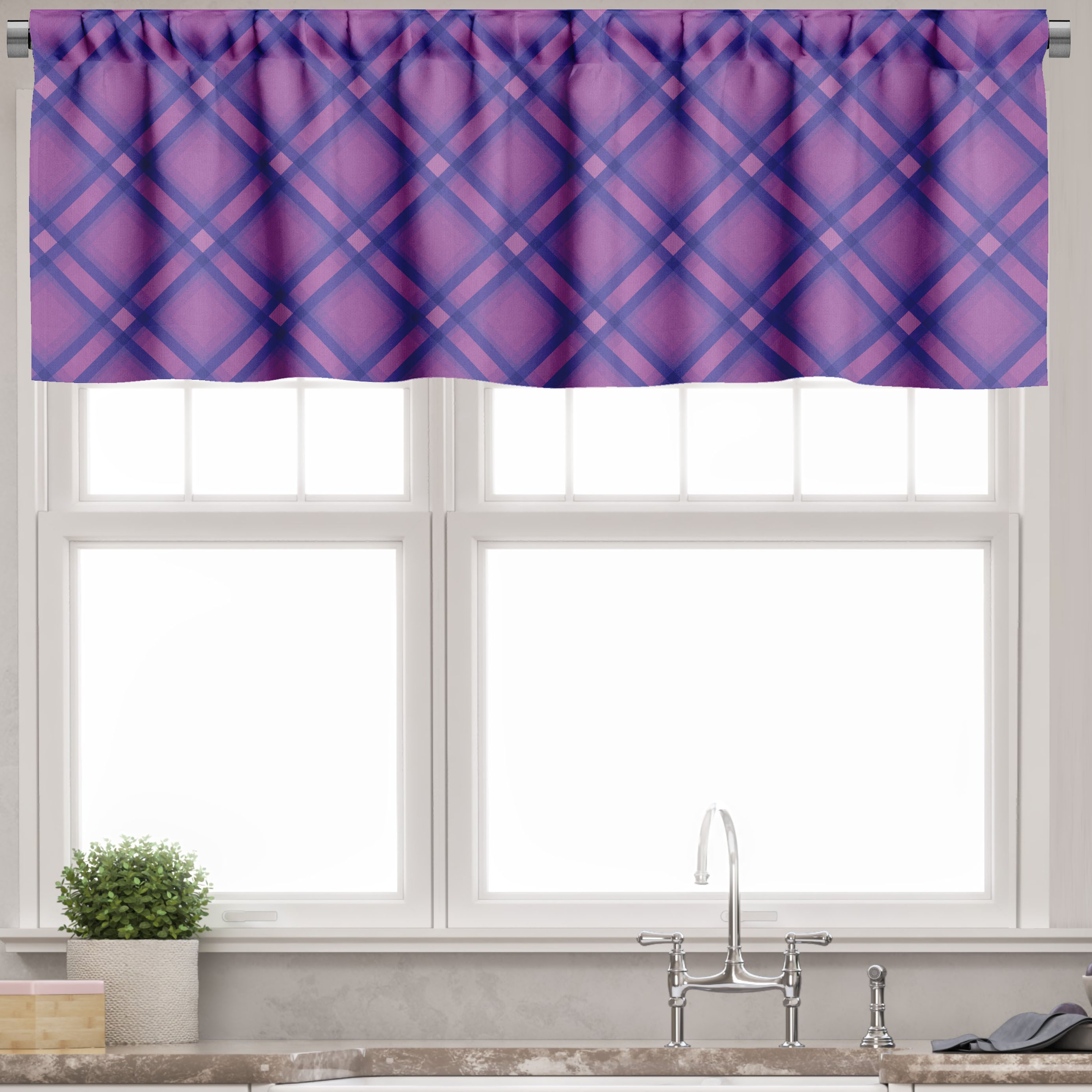 Ambesonne Plaid Valance Pack of 2, Awakening Tones Modern Tartan, 54 ...