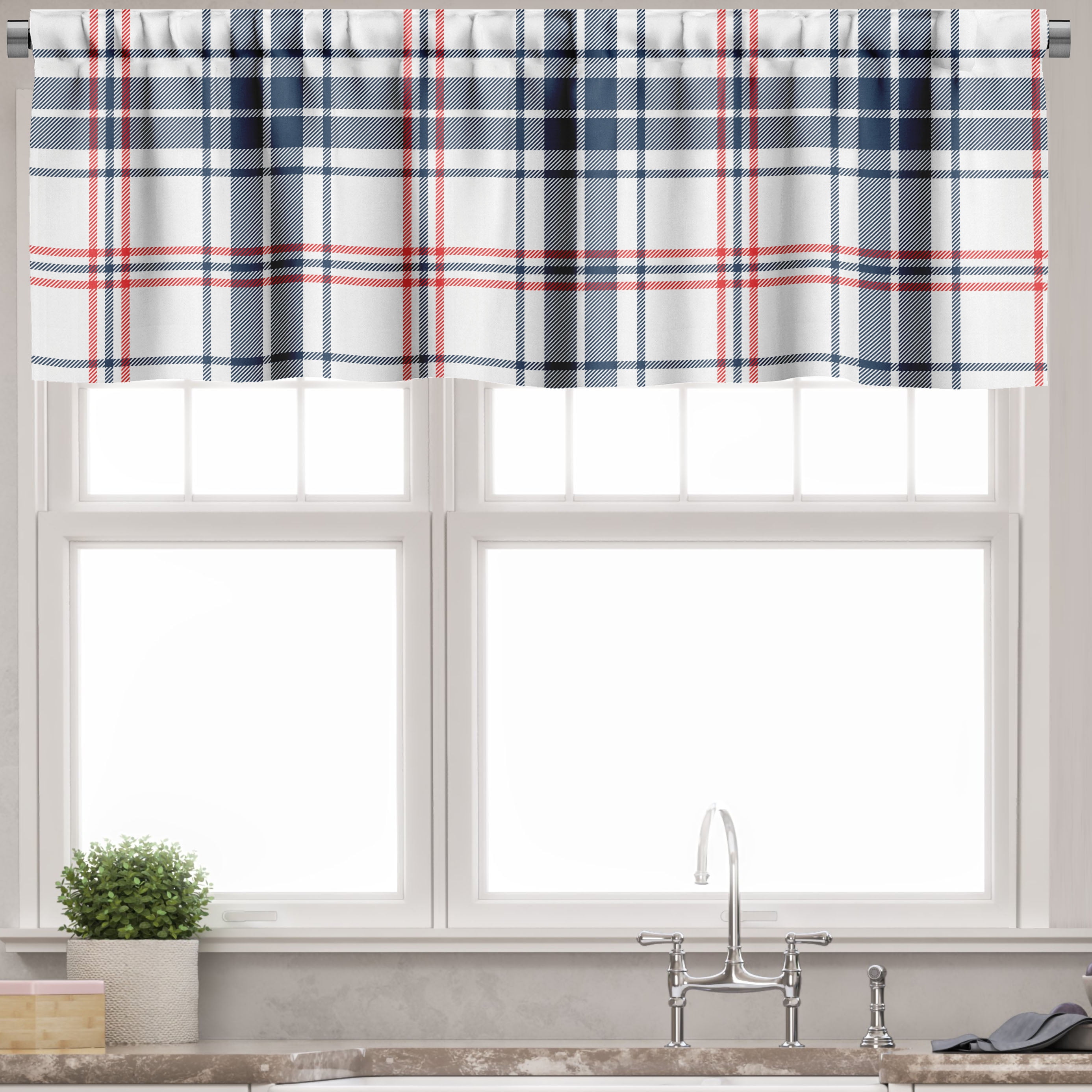 Ambesonne Plaid Window Valance, British Country Pattern, 54" X 18 ...