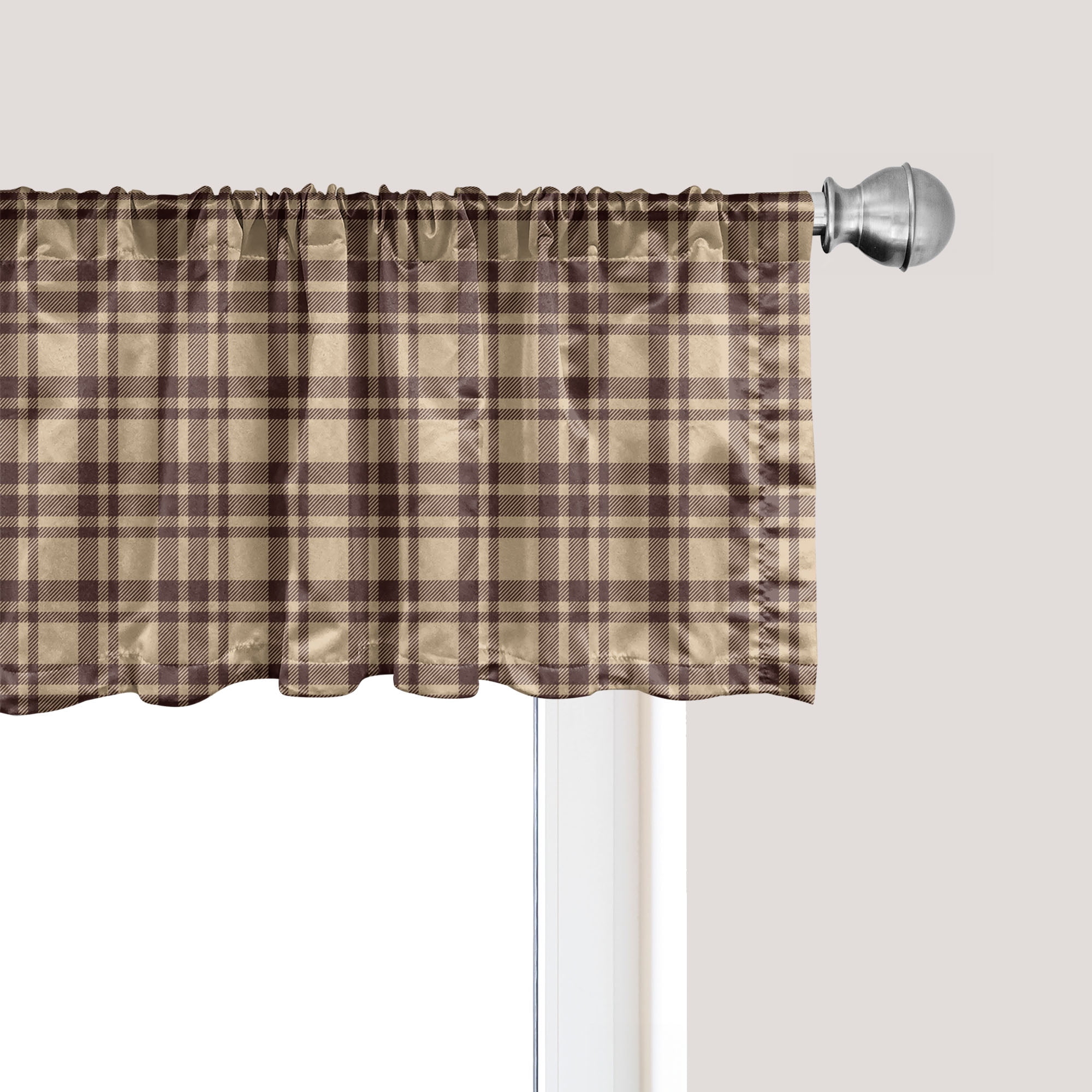 Ambesonne Plaid Window Valance, Old Fashioned Tartan, 54" X 18", Tan ...