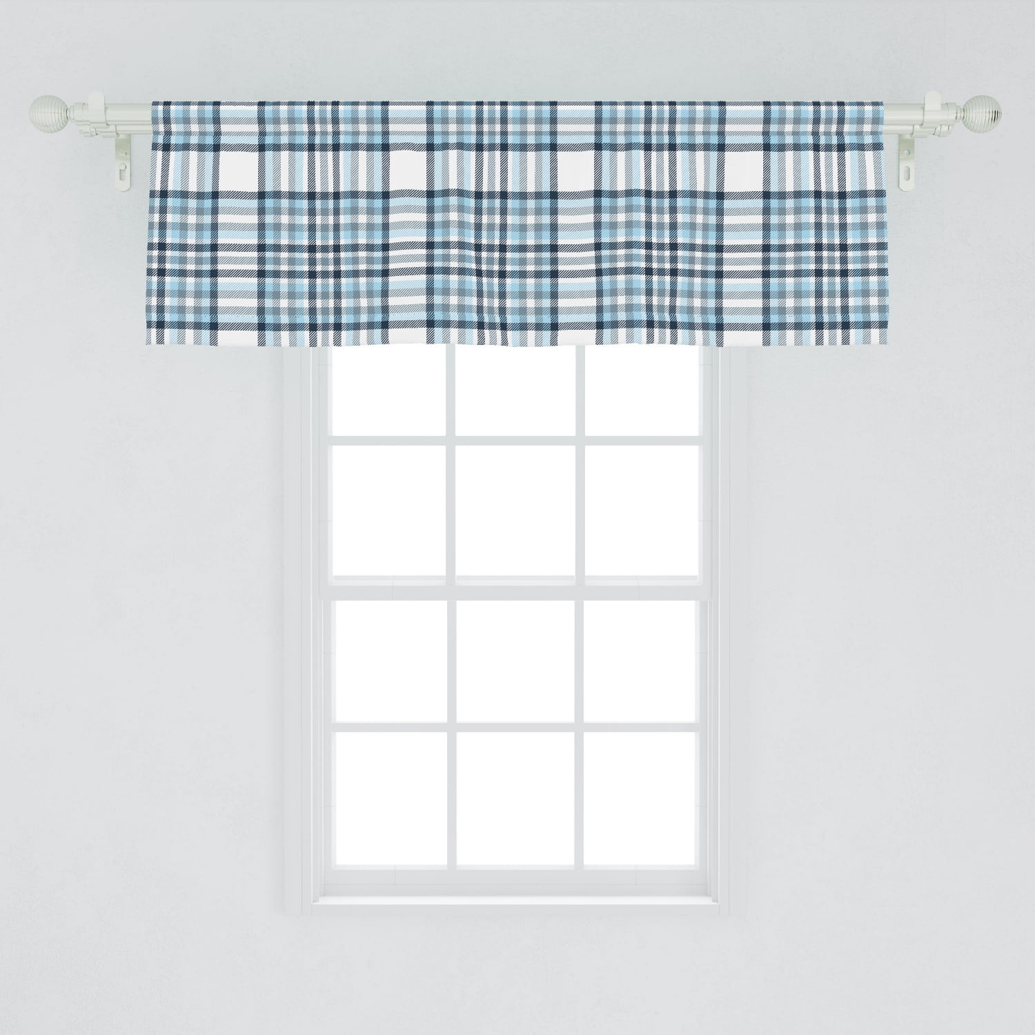 Ambesonne Plaid Window Valance, Traditional Squares Lines, 54" X 18 ...