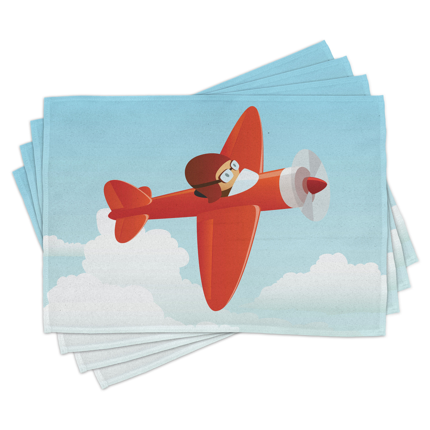 Ambesonne Plane Place Mats Set of 4, Airplane Flying Cloud, Standard ...