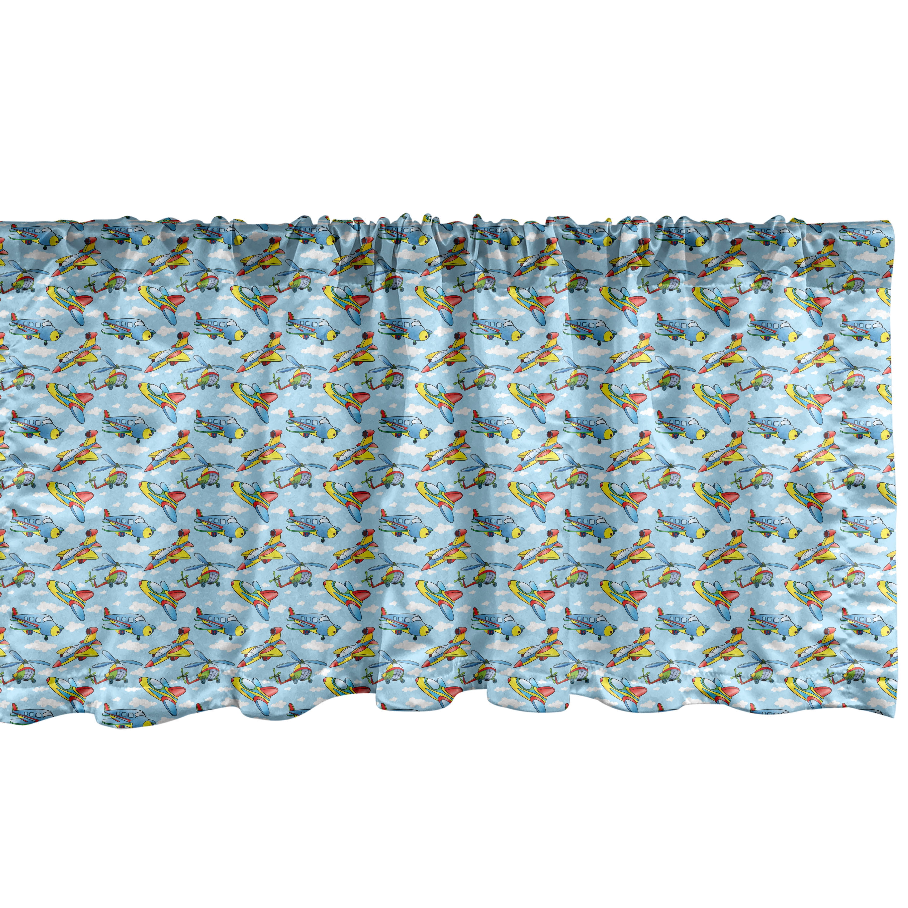 Ambesonne Plane Window Valance, Planes and Helicopters, 54" X 18 ...
