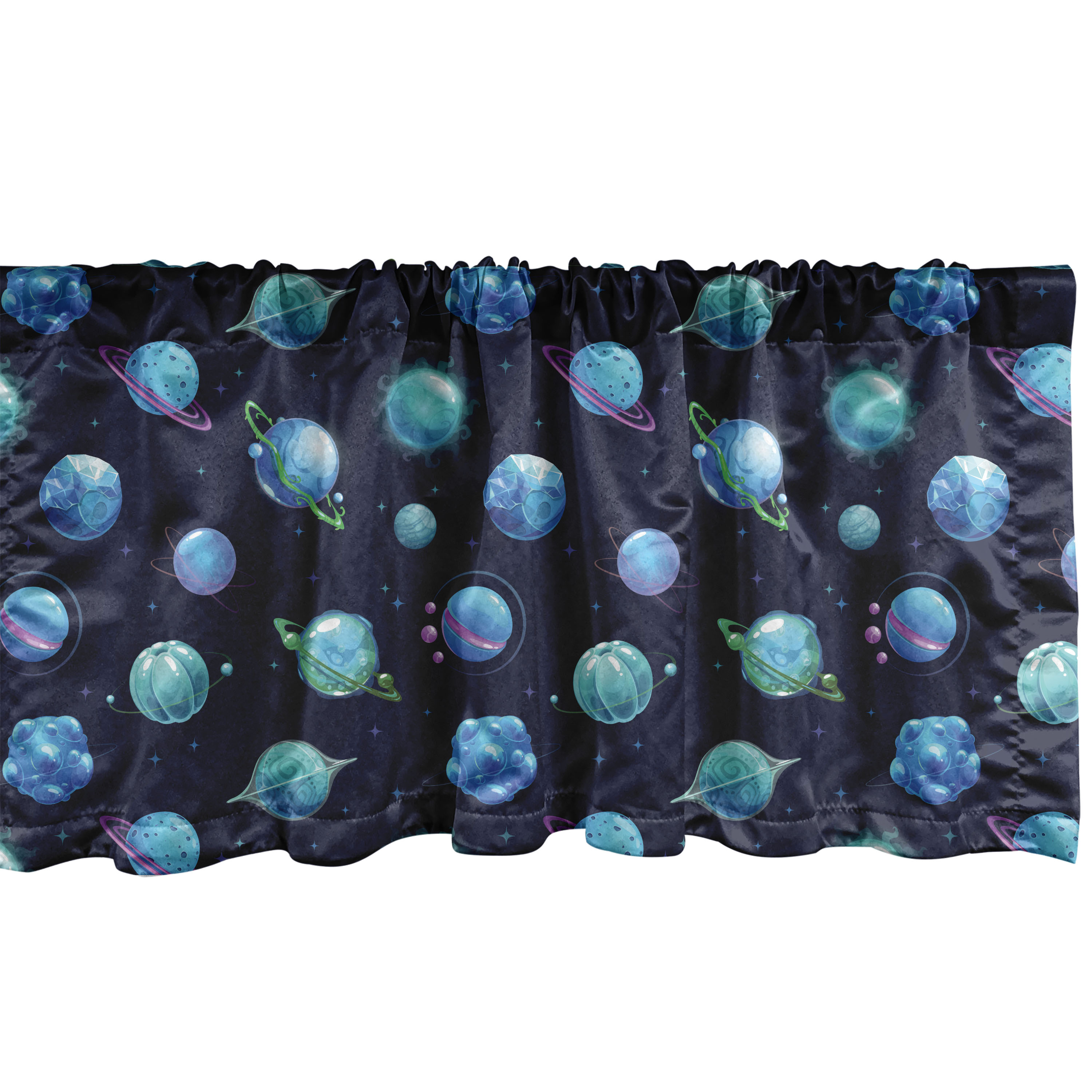 Ambesonne Planet Window Valance, Fantasia of Galaxy Artwork, 54" X 12 ...