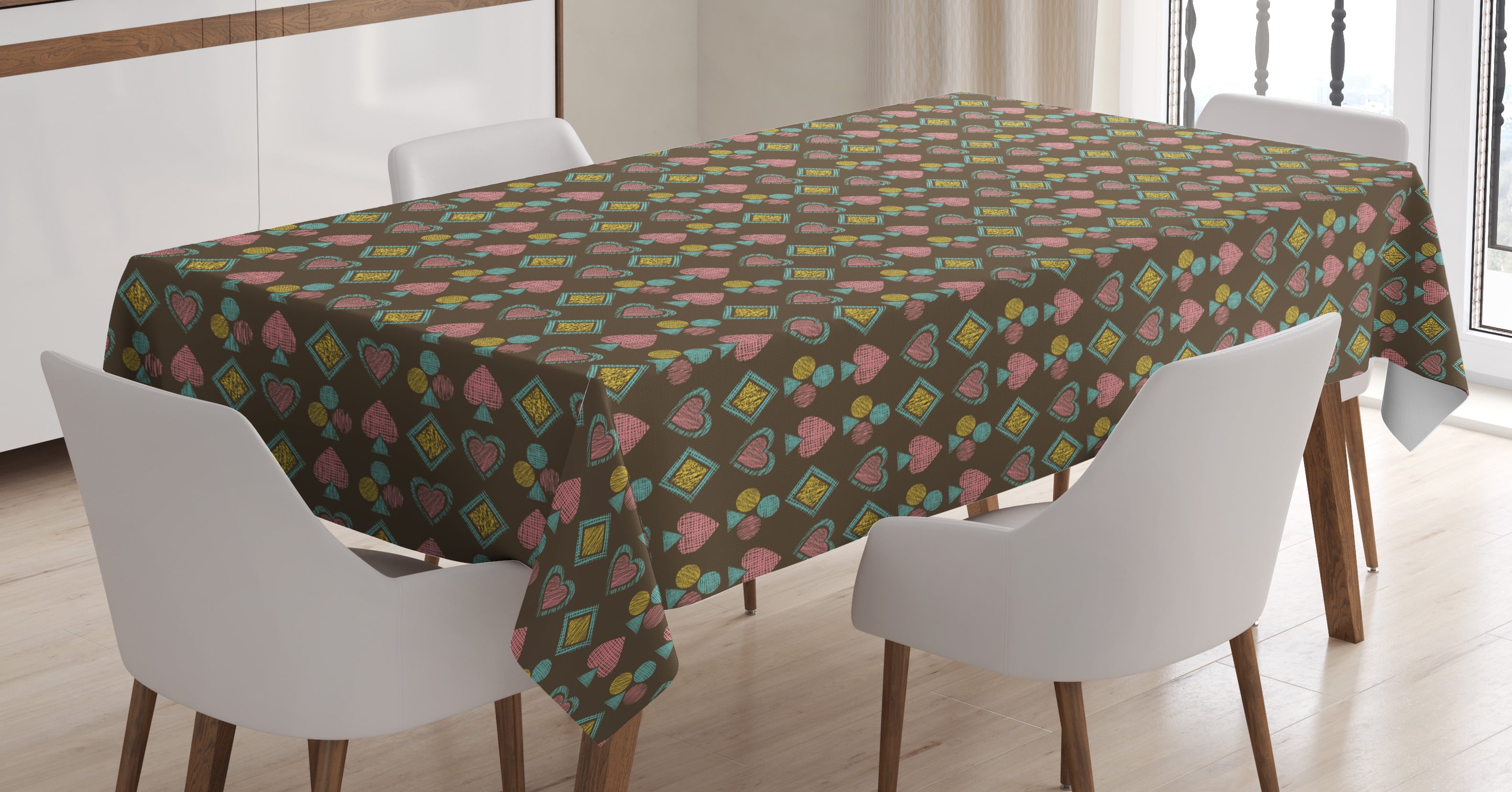 Ambesonne Poker Tablecloth Rectangular Table Cover, Grunge Playing Card ...