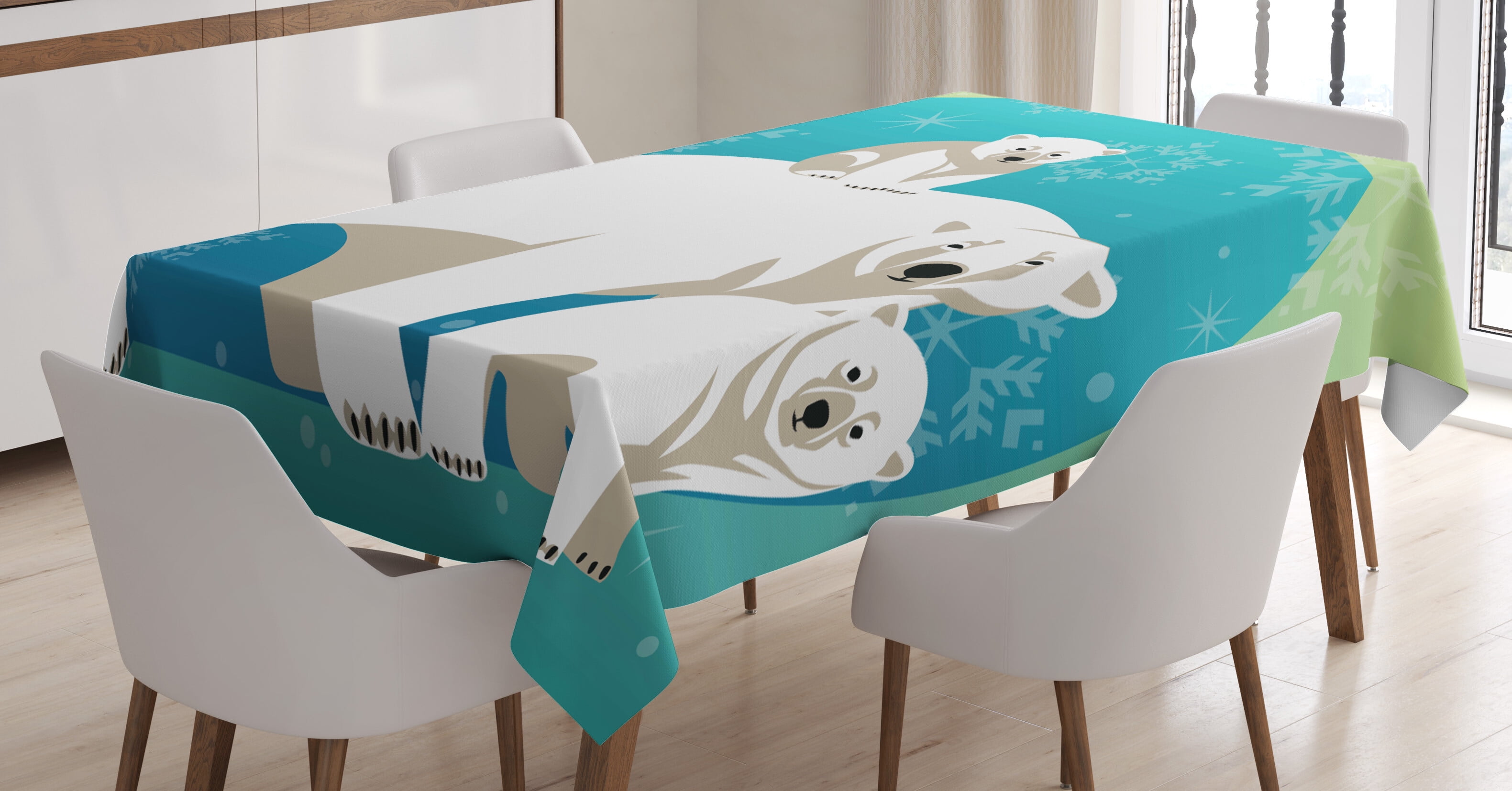 Ambesonne Polar Bear Tablecloth Rectangular Table Cover, Noel Ice Land ...