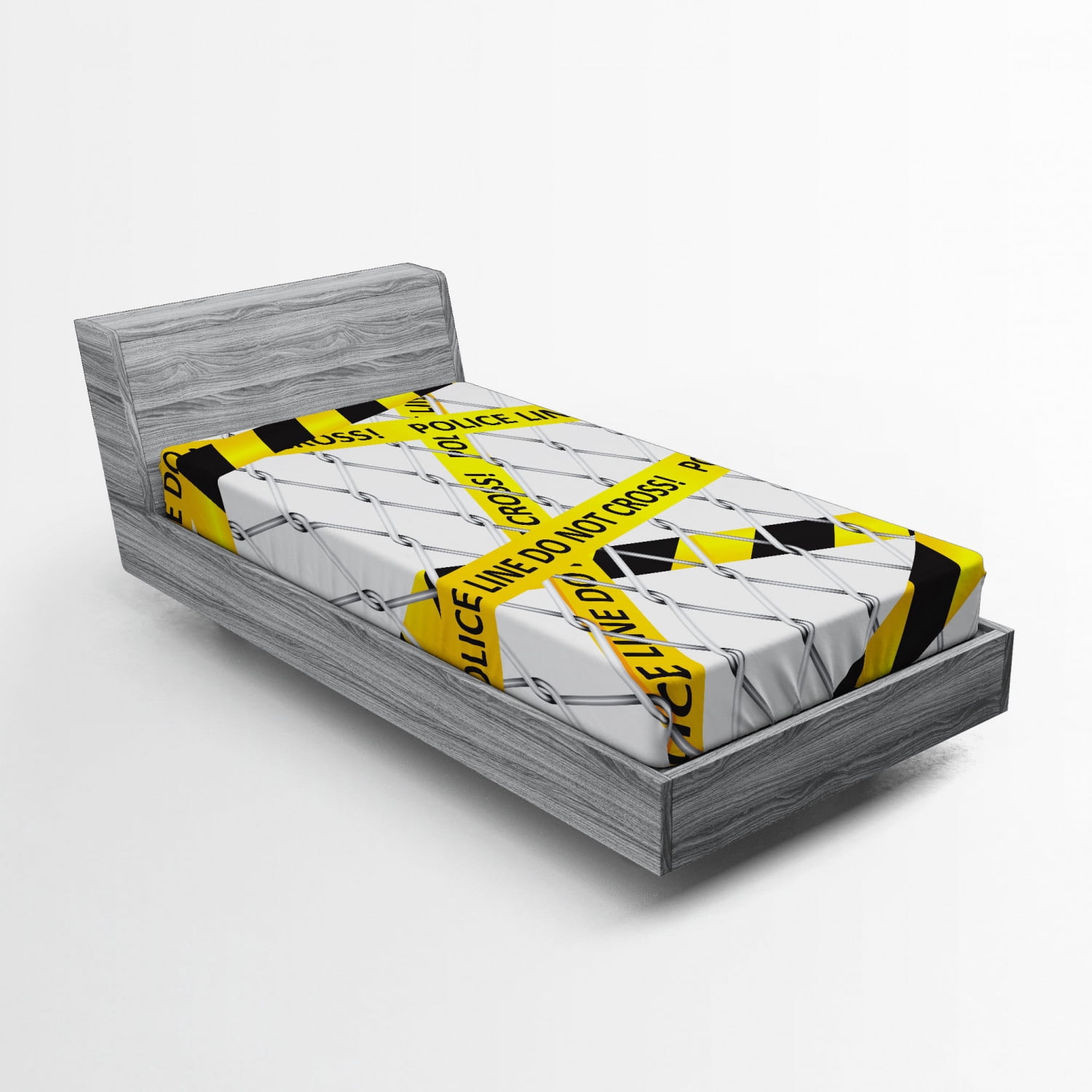 Ambesonne Police Fitted Sheet, Crime Scene Bands, Twin XL Size, Yellow ...