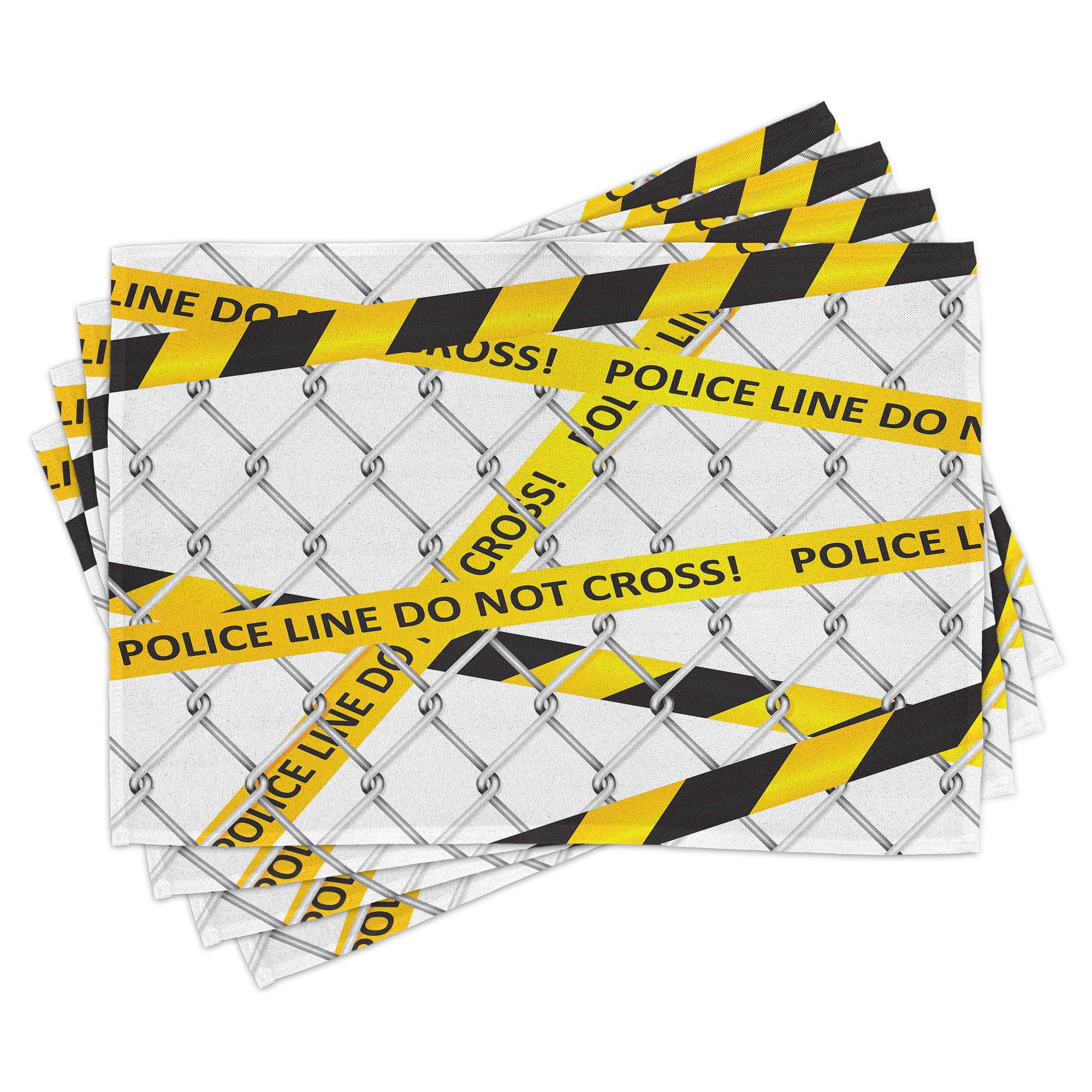 Ambesonne Police Place Mats Set of 4, Crime Scene Bands, Standard Size ...