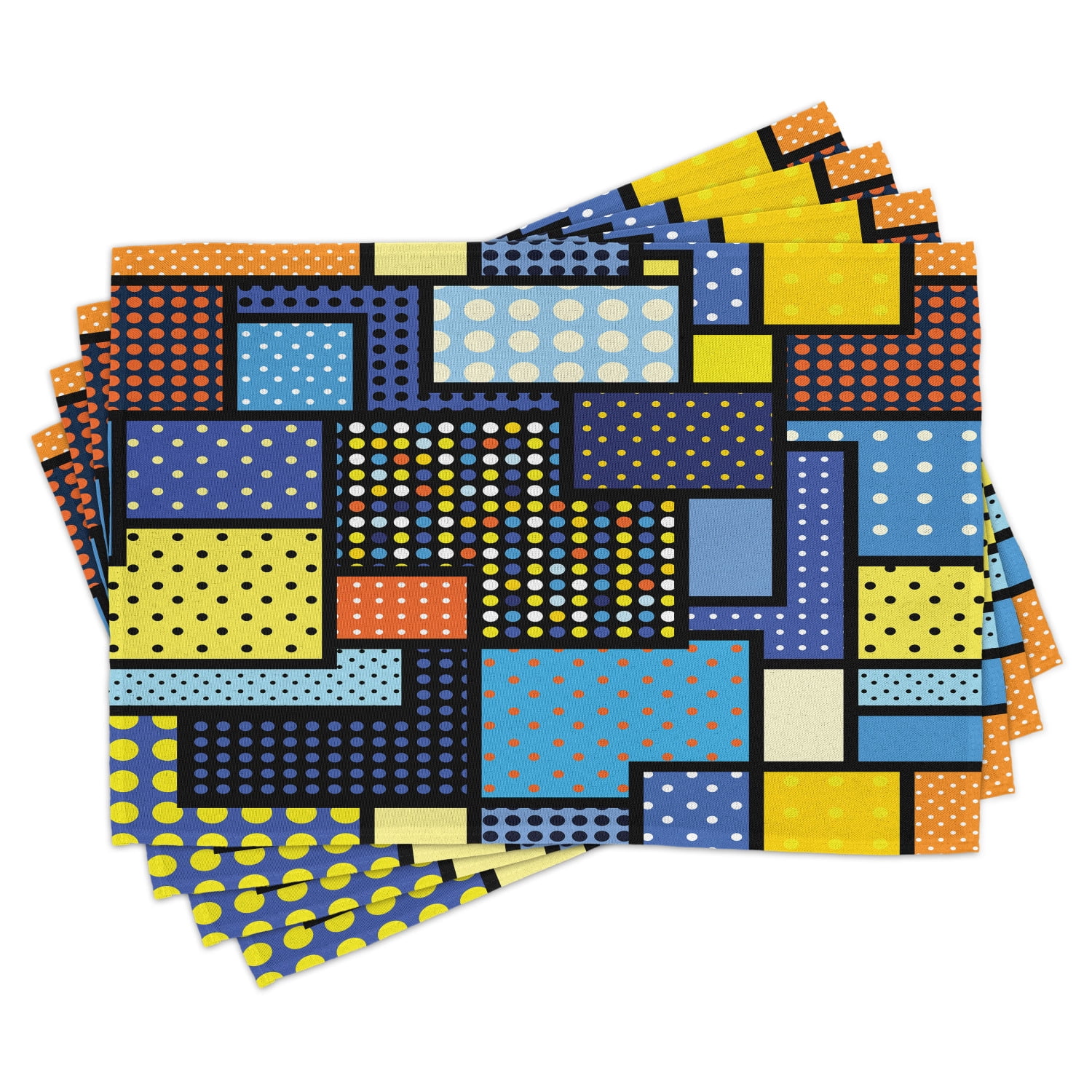 Ambesonne Polka Dots Place Mats Set of 4, Colorful Shapes Image ...