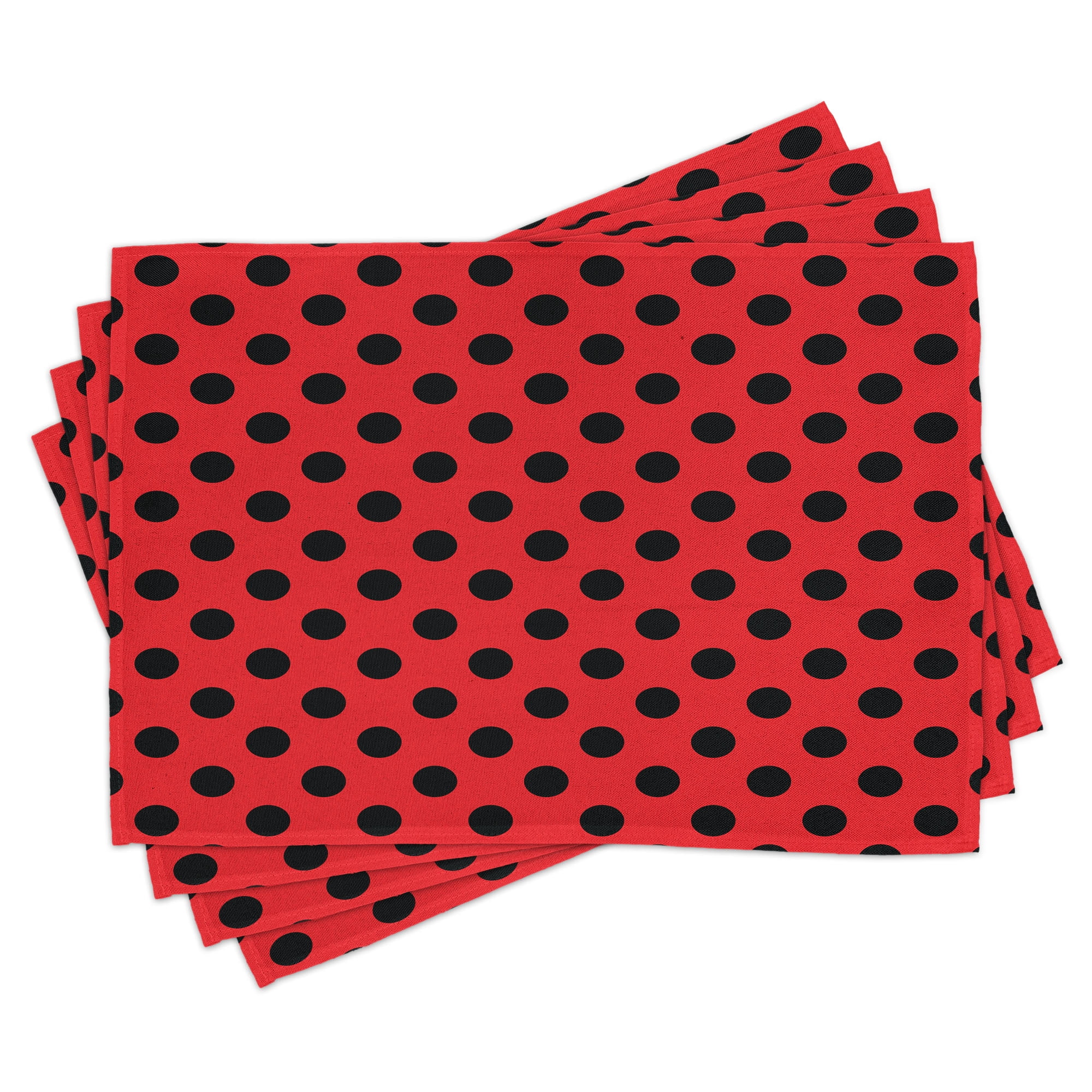 Ambesonne Polka Dots Place Mats Set of 4, Pop Art Oval Shapes Form ...