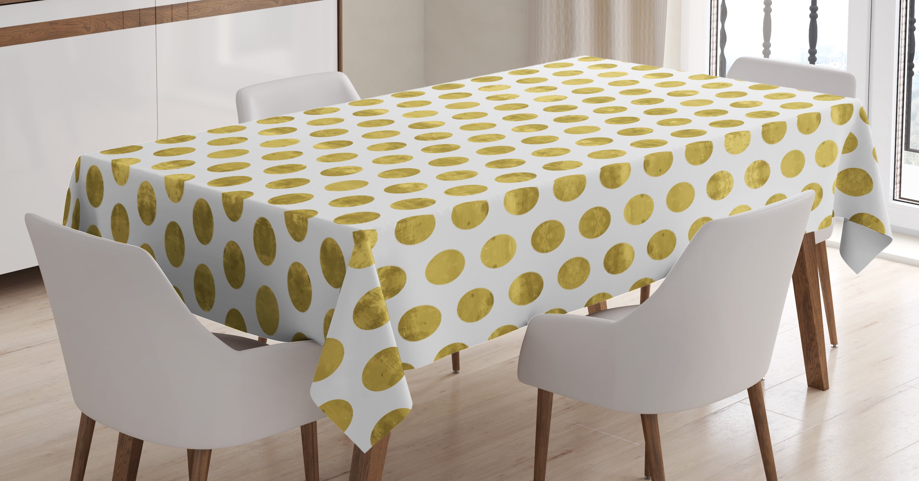 Ambesonne Polka Dots Tablecloth Rectangular Table Cover, Clouded Grungy ...