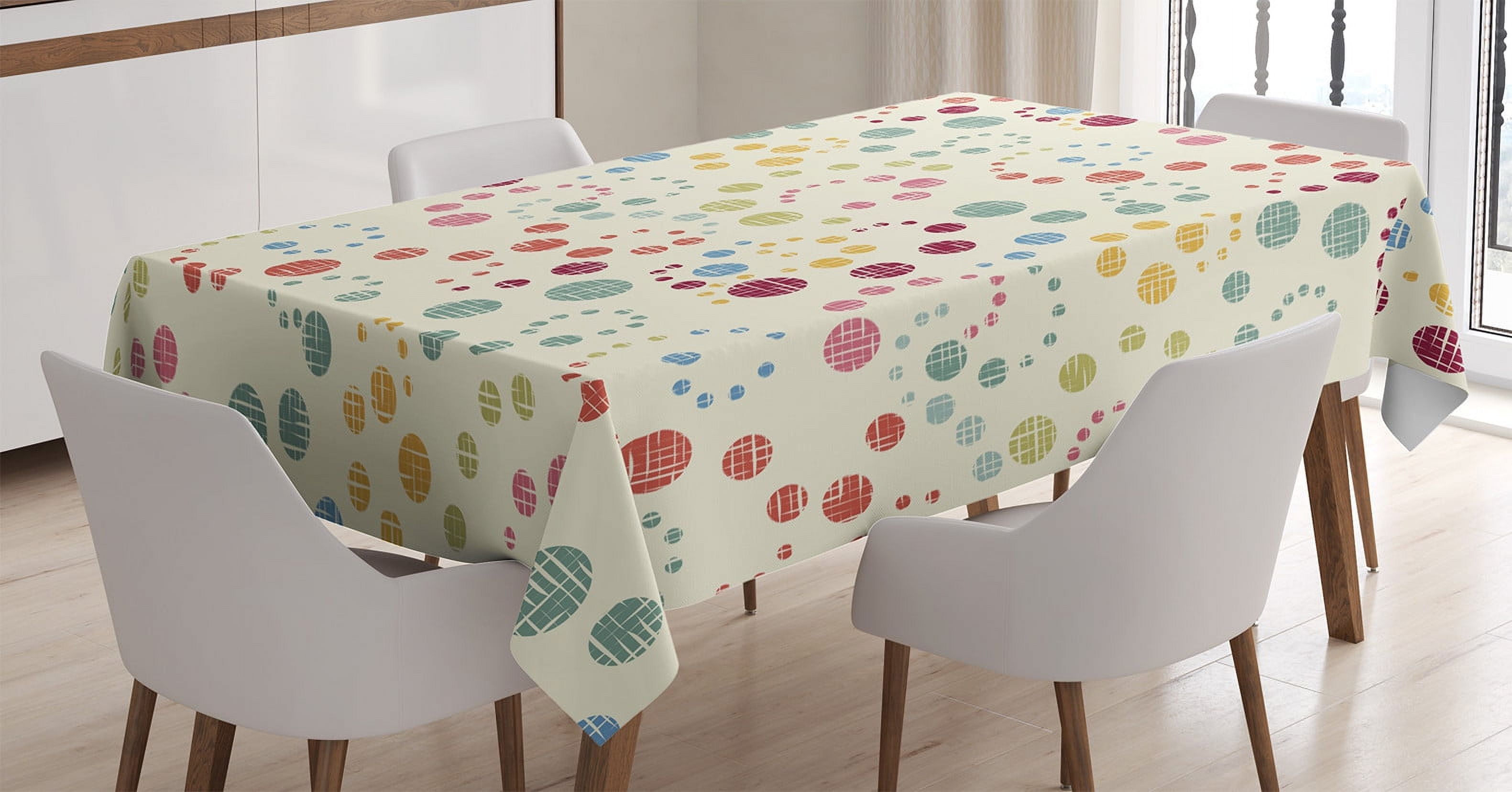 Ambesonne Polka Dots Tablecloth Rectangular Table Cover, Retro Colorful ...