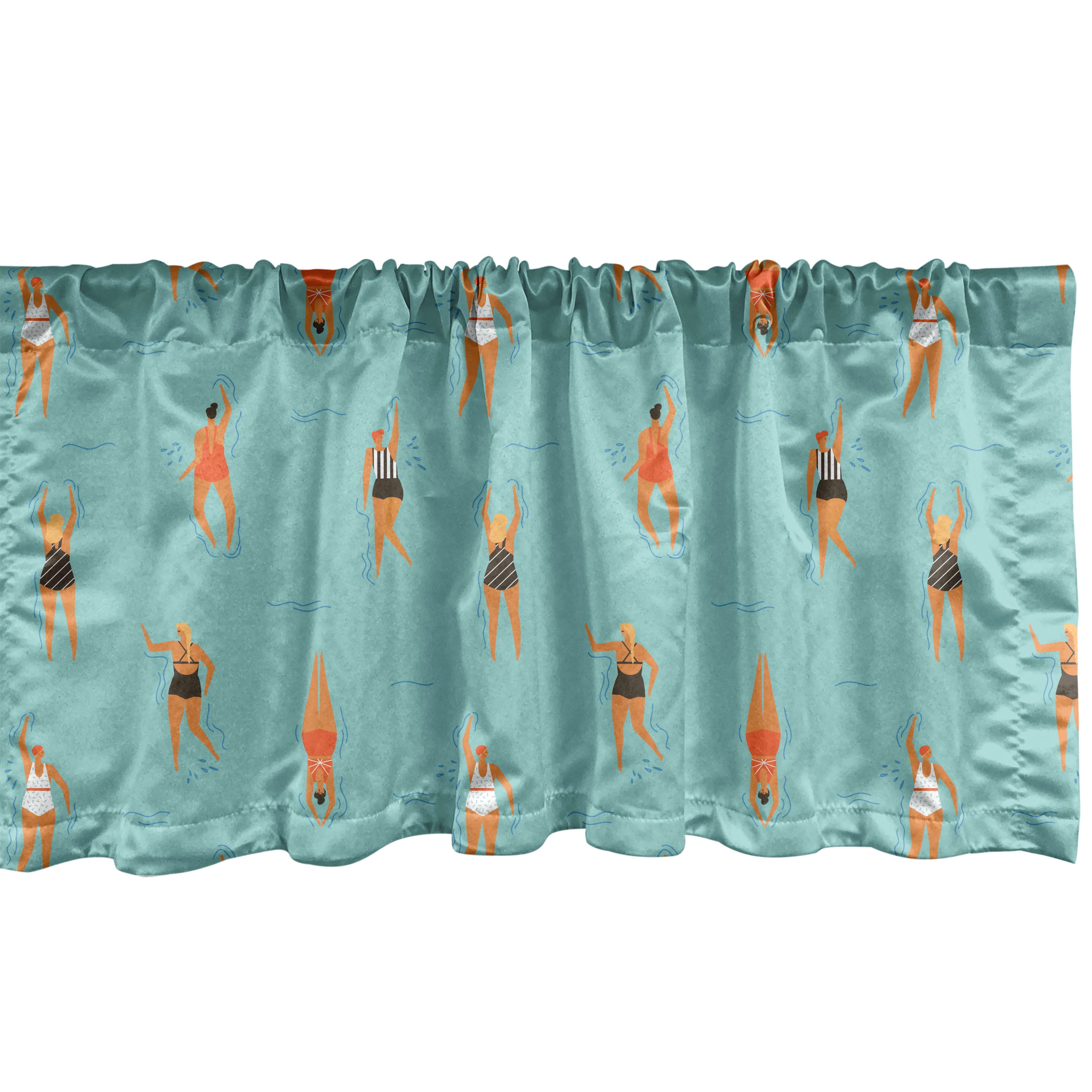 Ambesonne Pool Party Window Valance, Swimming Women Swimsuit, 54" X 18 ...