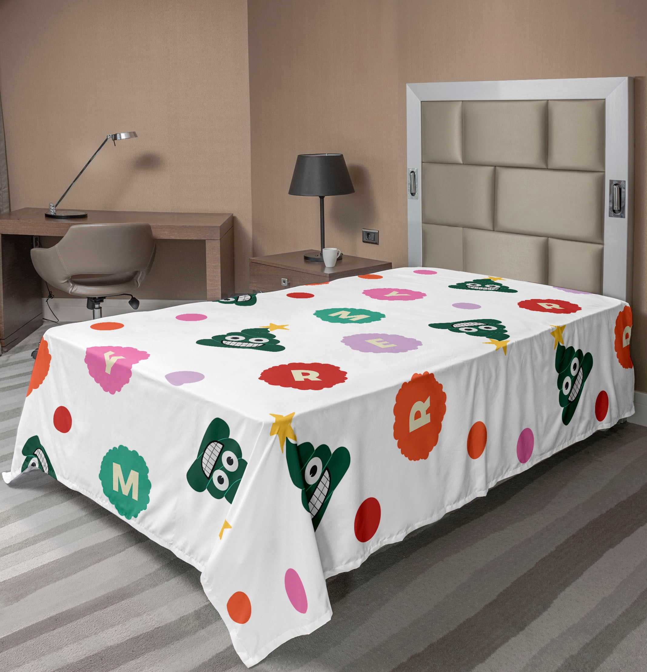 Ambesonne Poop Emoji Flat Sheet, Christmas Pile of Poos, TwinXL Size ...