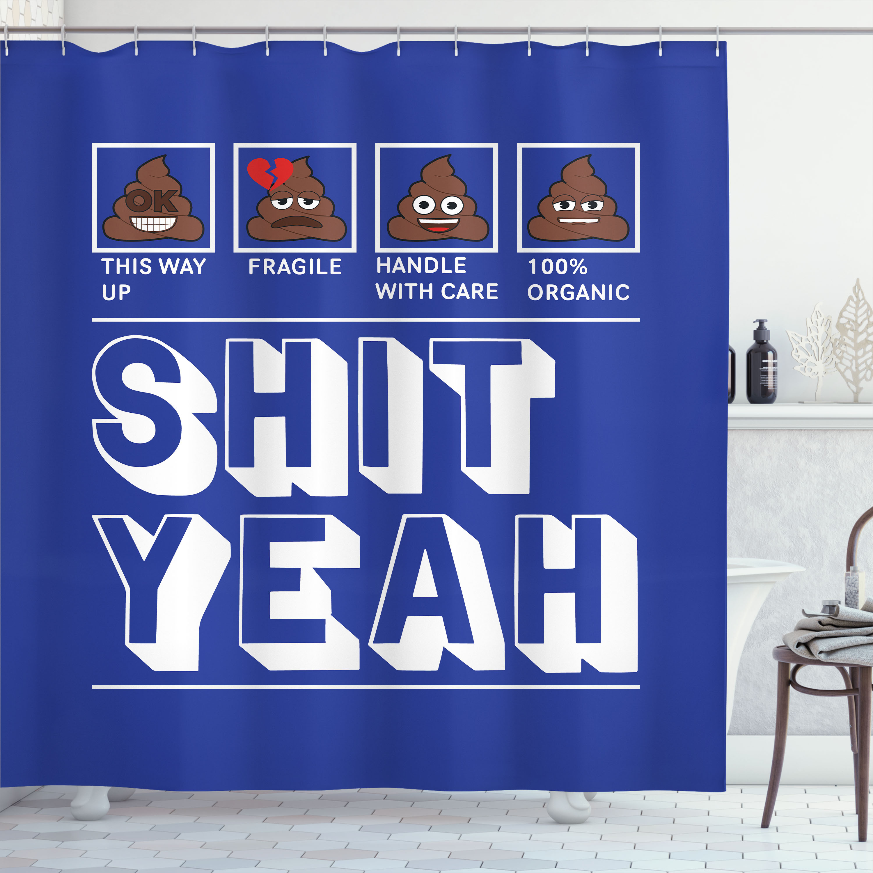 Ambesonne Poop Emoji Shower Curtain, Pop Art Pile of Poos, 69"Wx75"L ...