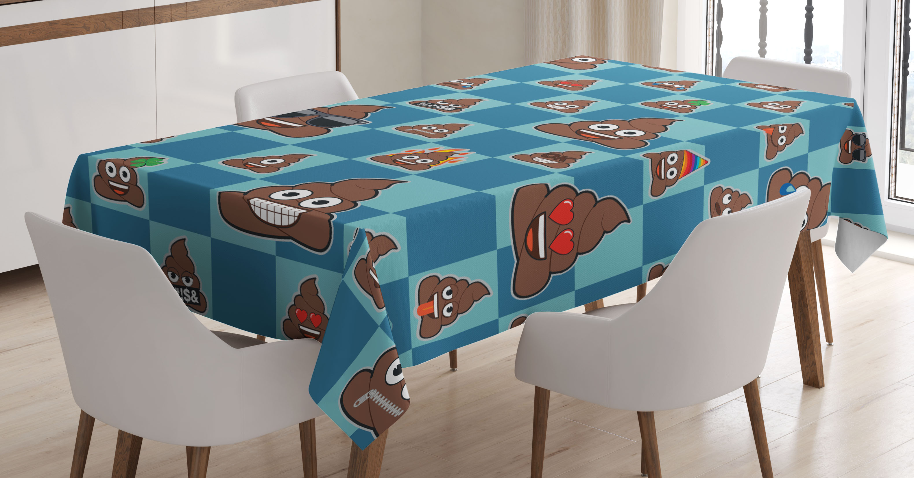 Ambesonne Poop Emoji Tablecloth Rectangular Table Cover, Modern Poo ...