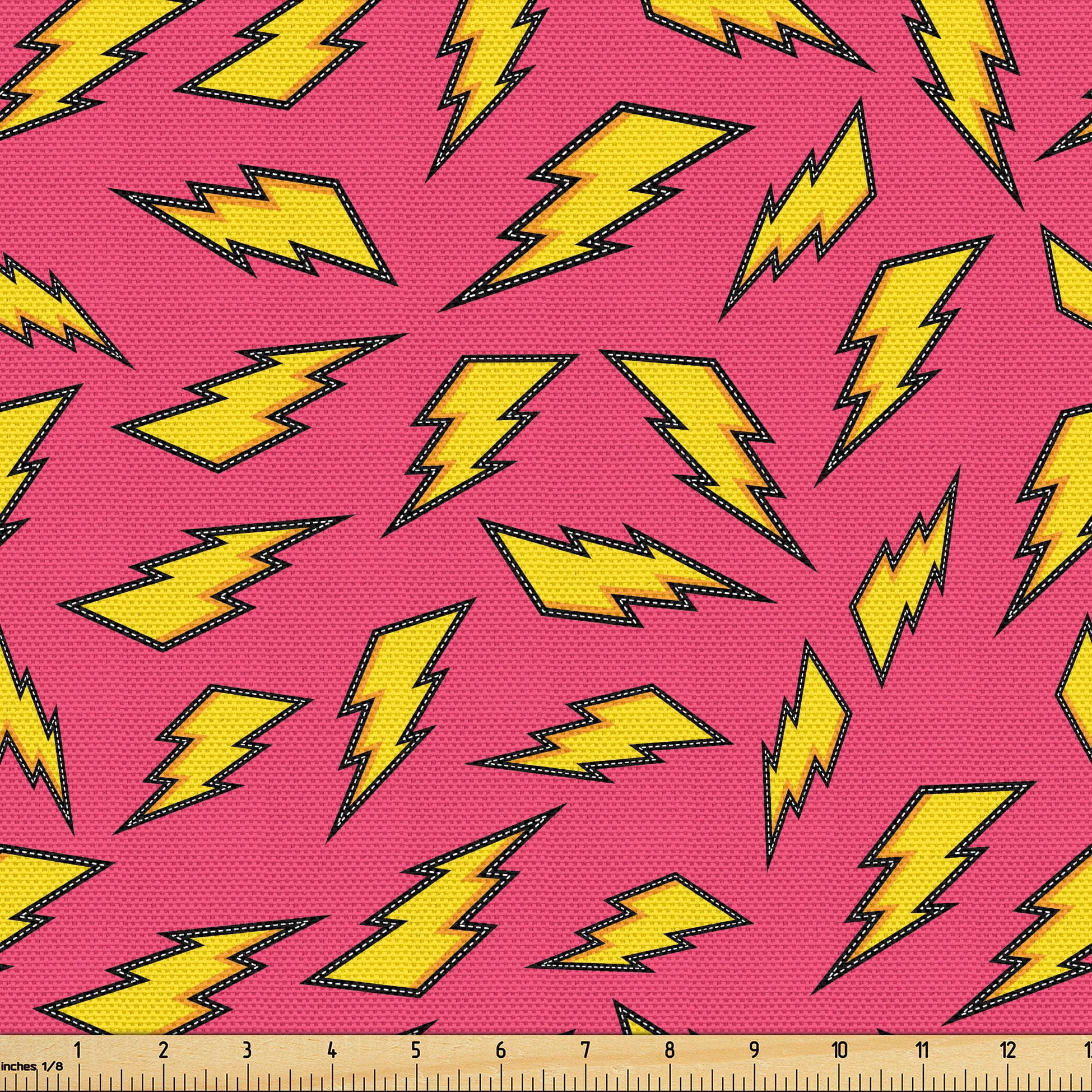 Ambesonne Pop Art Fabric by the Yard Upholstery, Colorful Thunder Bolt ...