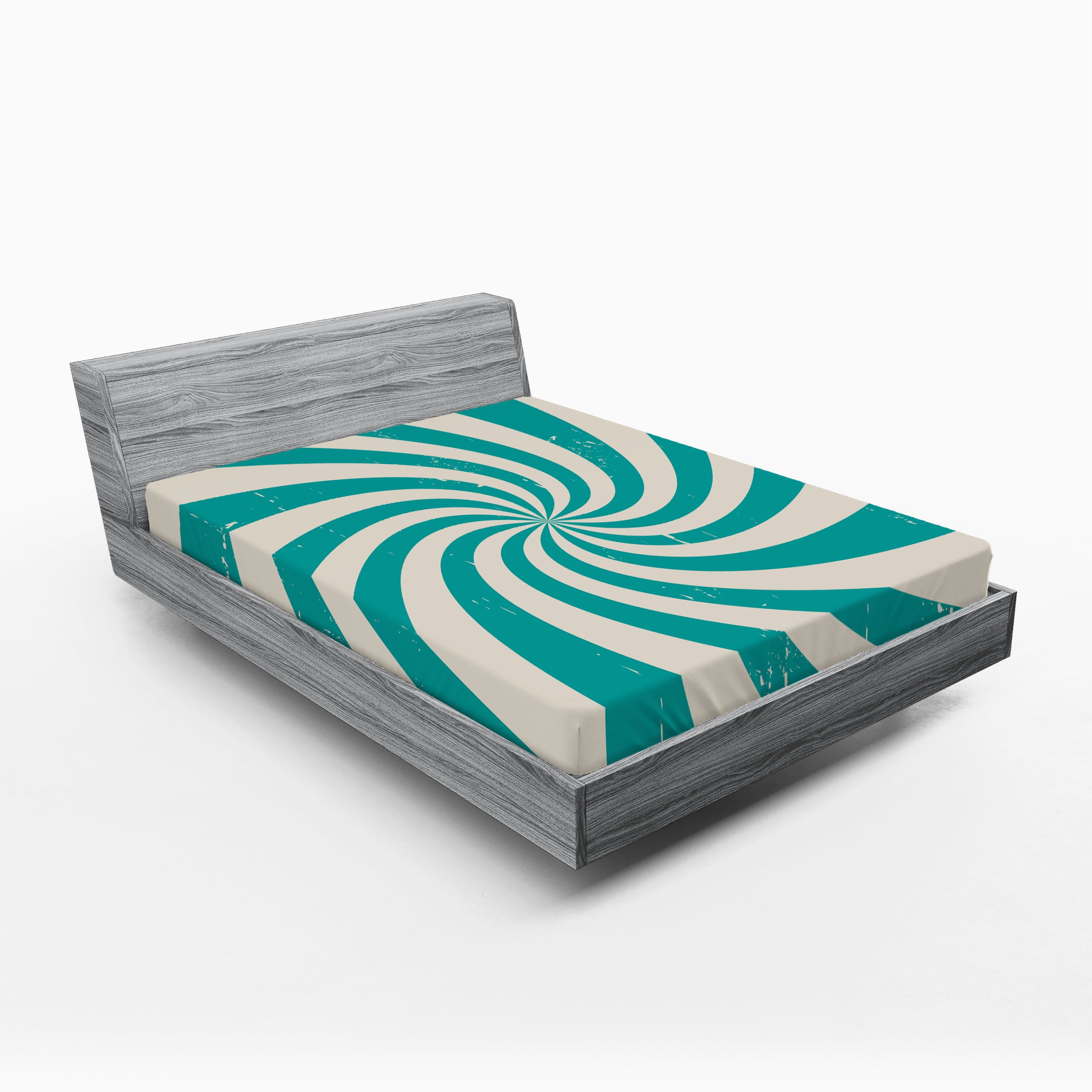 Ambesonne Pop Art Fitted Sheet, Nostalgic Spiral Colors, Full Size ...