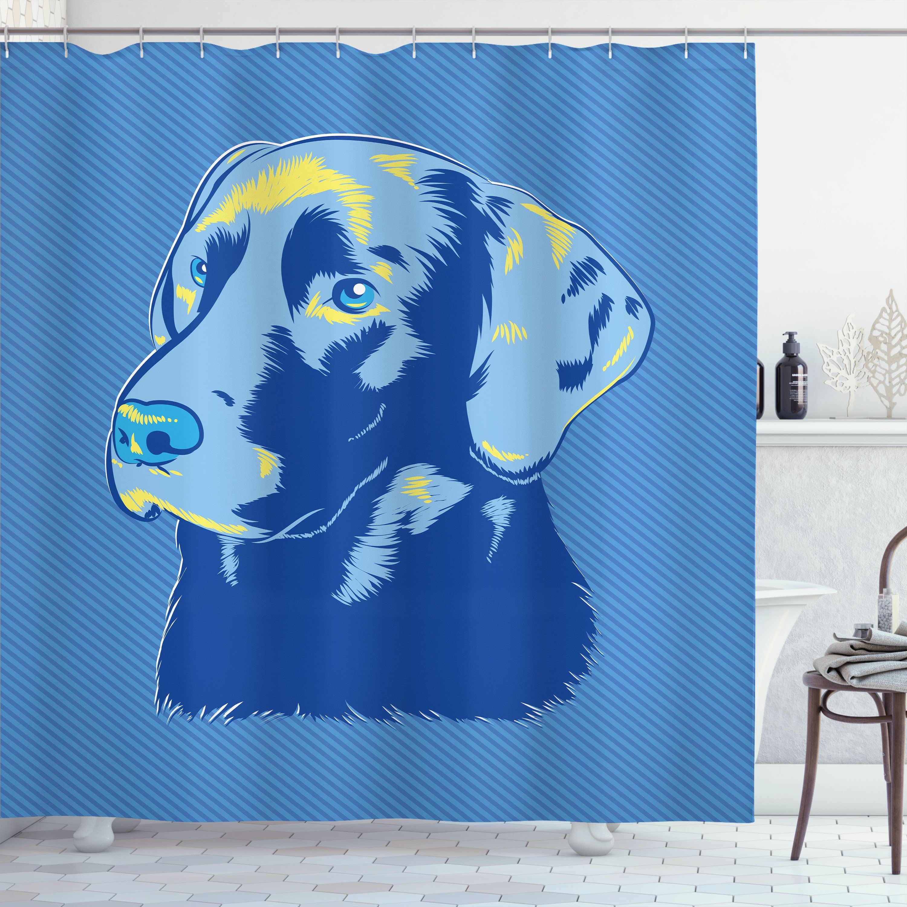Ambesonne Pop-Art Shower Curtain, Labrador Dog Portrait Print, 69"Wx70 ...