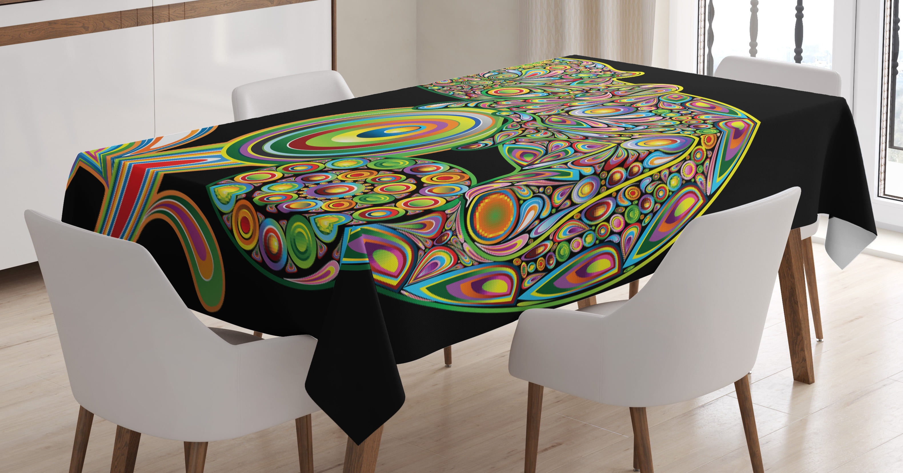 Ambesonne Pop Art Tablecloth Rectangular Table Cover, Chameleon ...