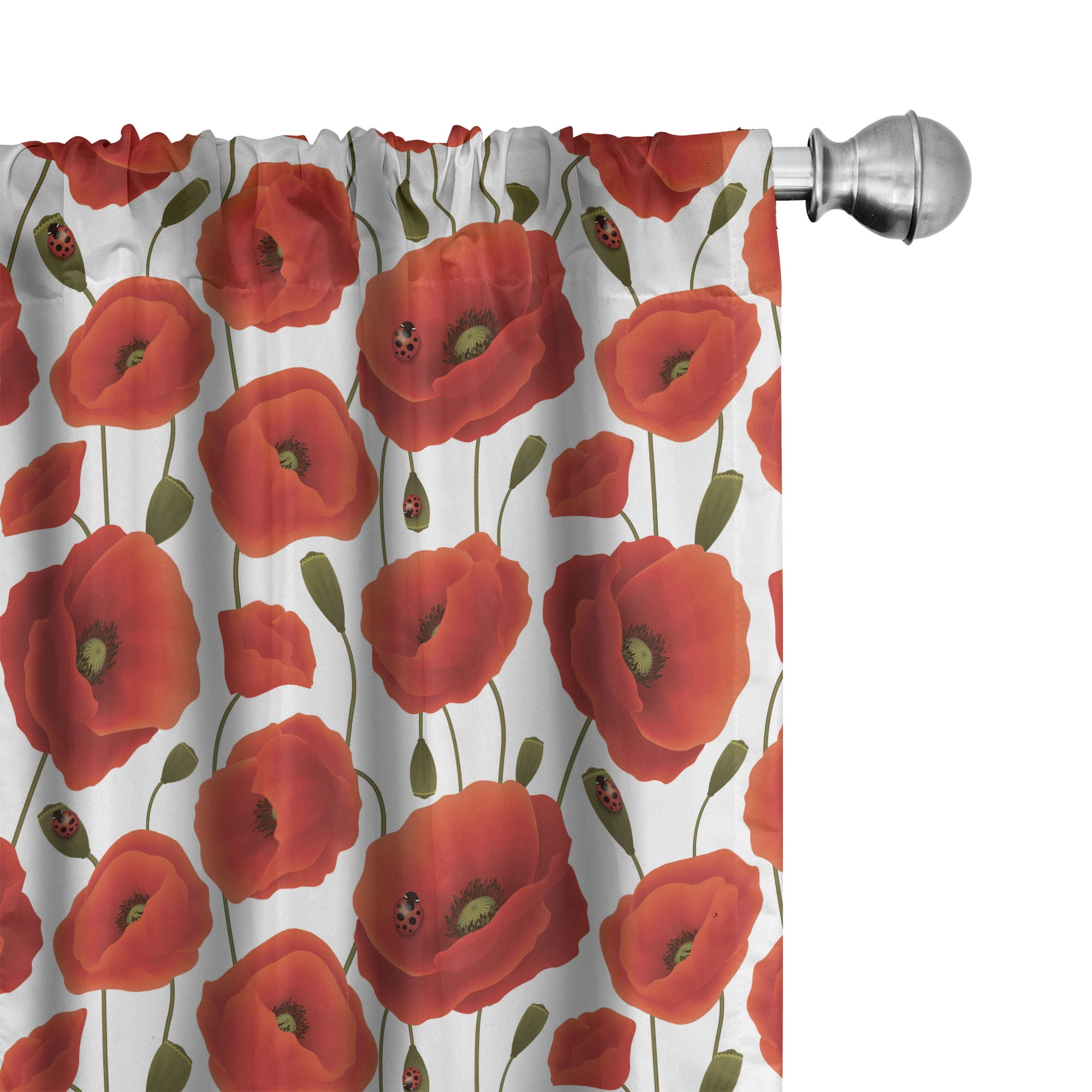 Ambesonne Poppy Flower Curtains, Floral Blossom Spring, Pair of 28"x84 ...