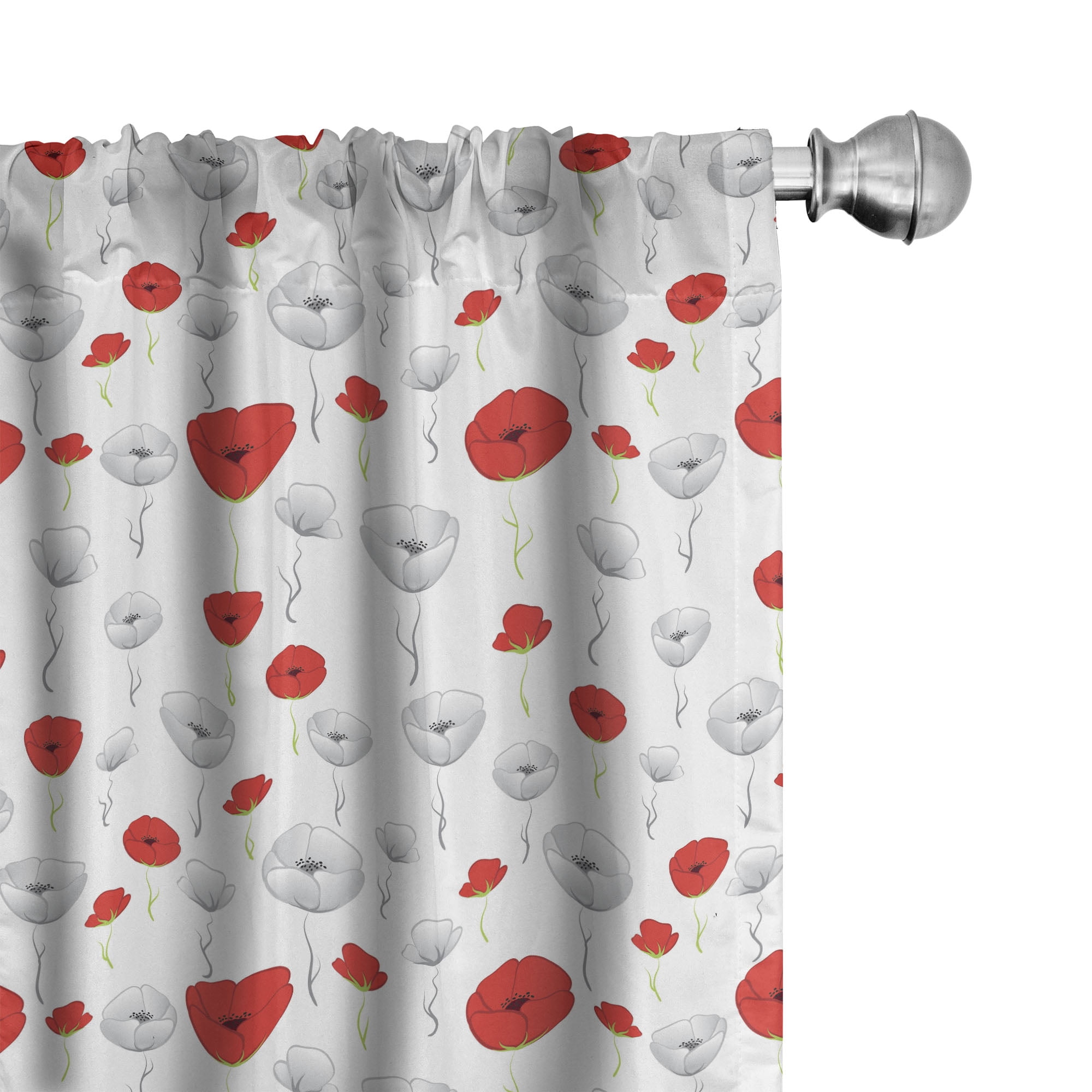 Ambesonne Poppy Flower Curtains, Tender Spring Stems, Pair of 28"x63 ...