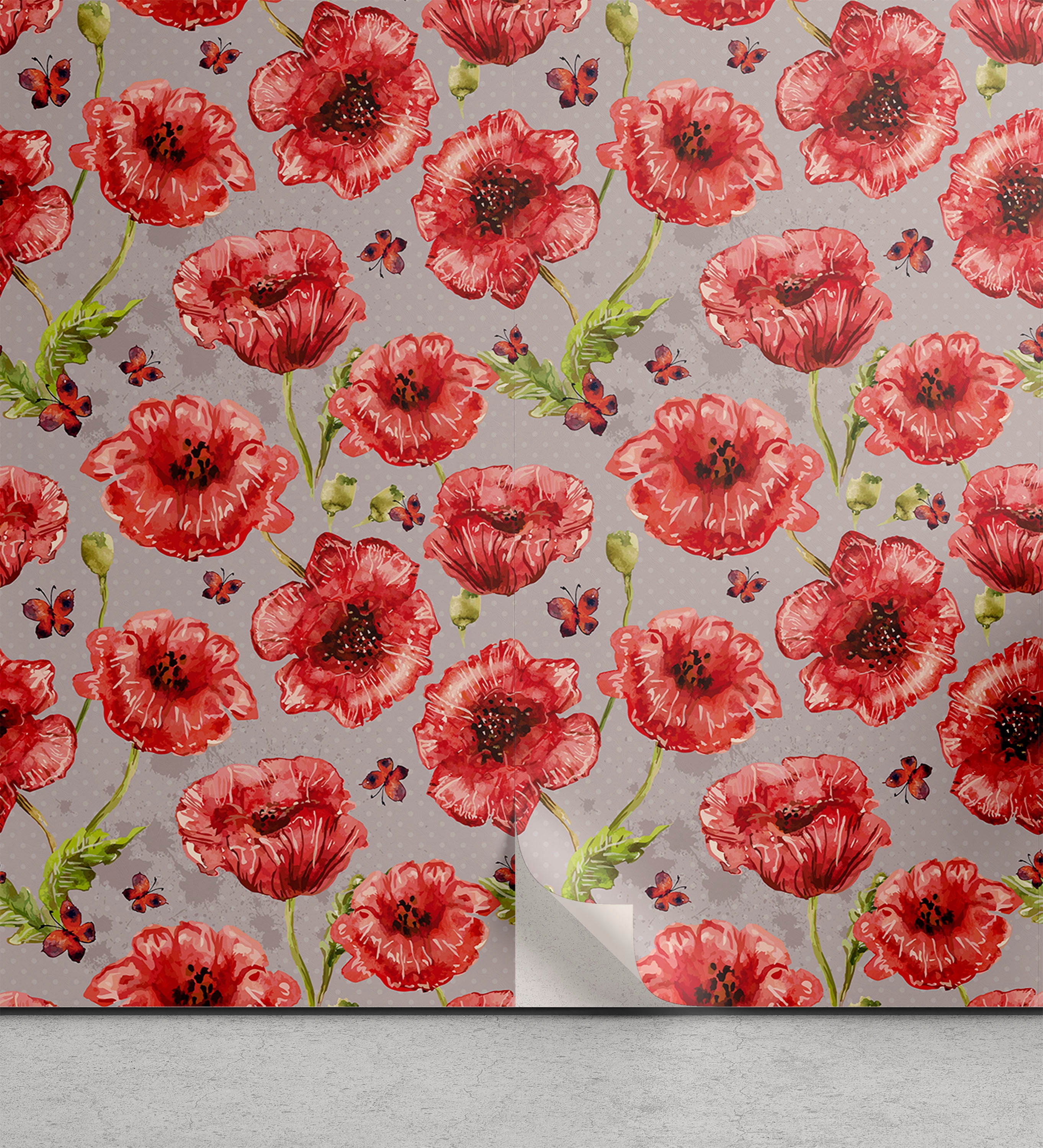 Ambesonne Poppy Peel & Stick Wallpaper for Home, Jungle Flowers Boho ...