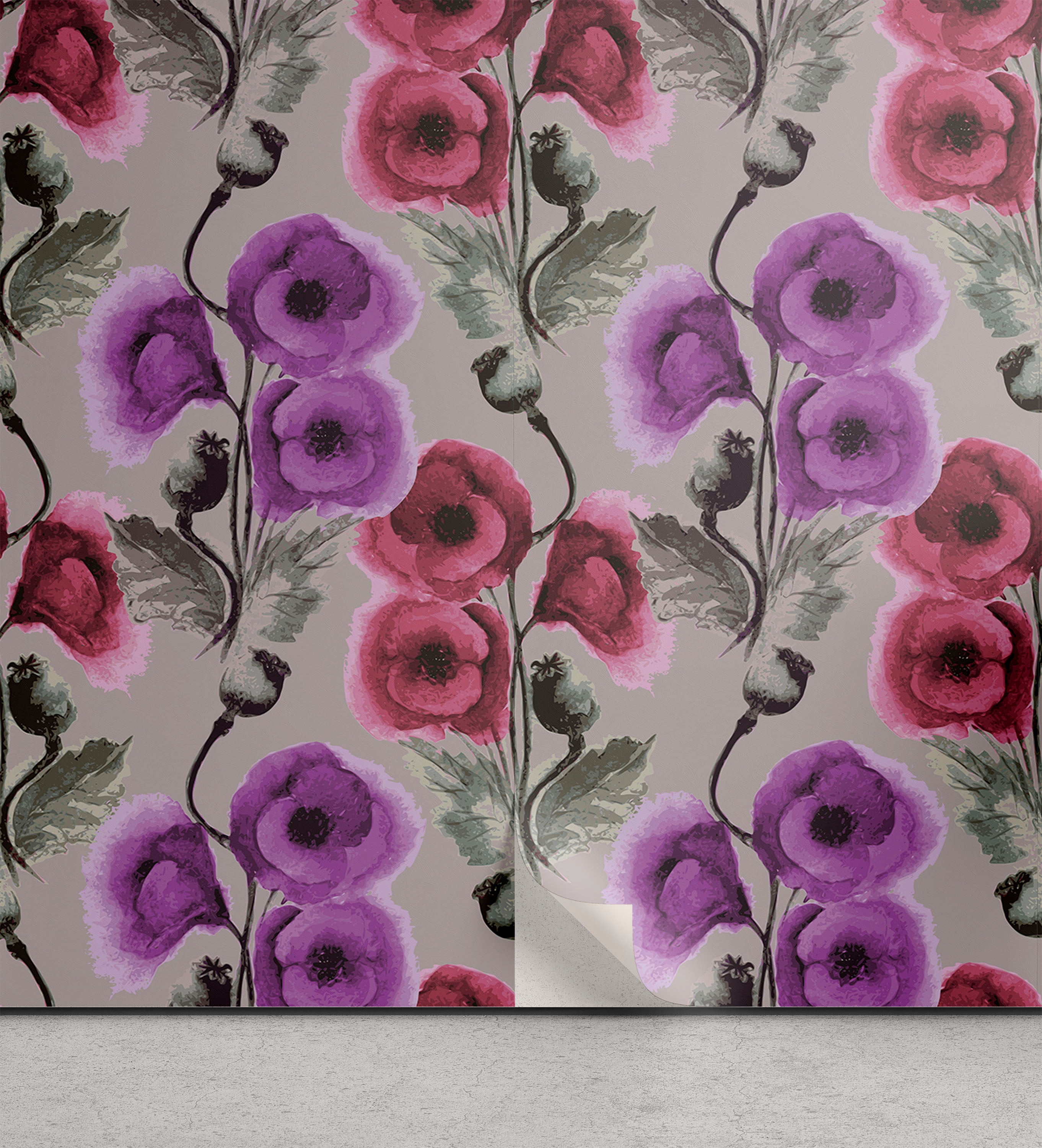 Ambesonne Poppy Peel & Stick Wallpaper for Home, Vertical Floral ...