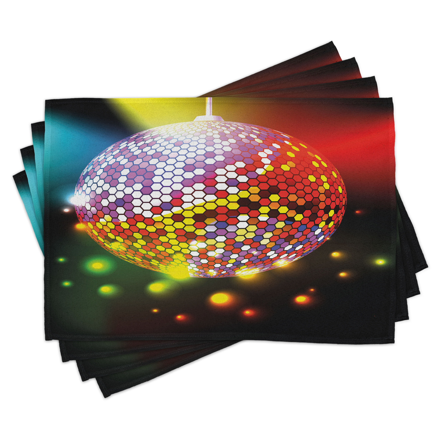 Ambesonne Popstar Party Place Mats Set of 4, Vivid Disco Ball, Standard ...