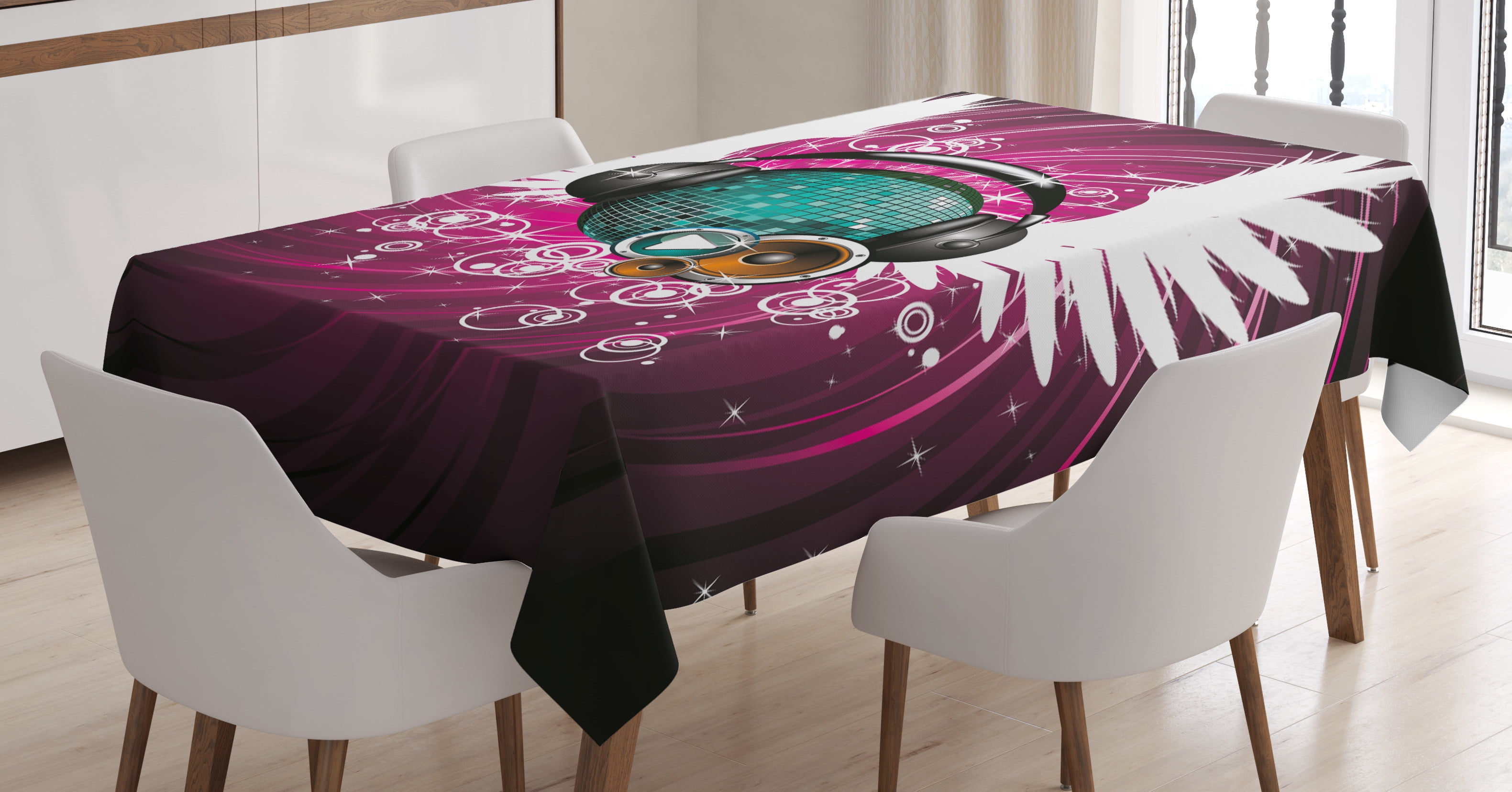 Ambesonne Popstar Party Tablecloth Rectangular Table Cover, Disco Ball ...