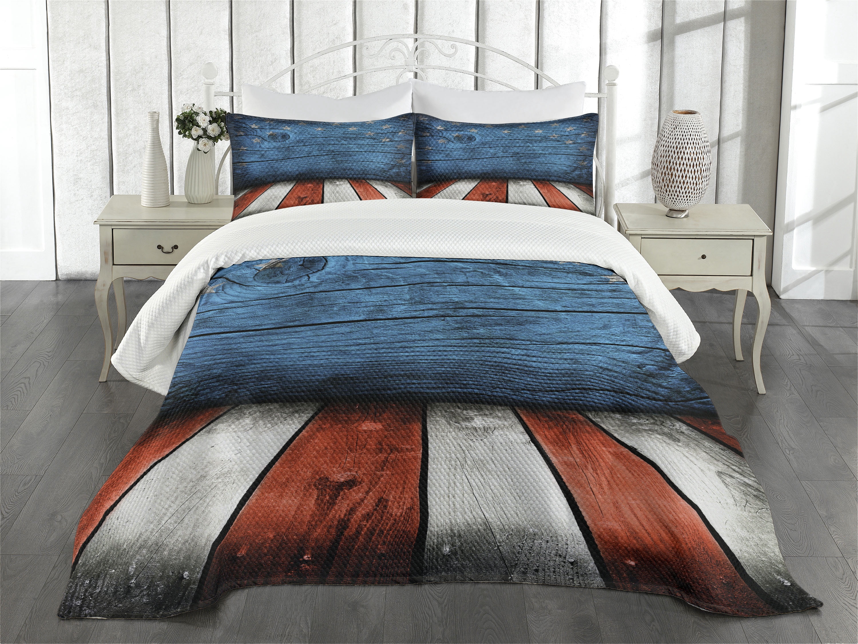 Ambesonne Prehistoric Country Quilted Bedspread Set 3 Pcs, Rustic ...