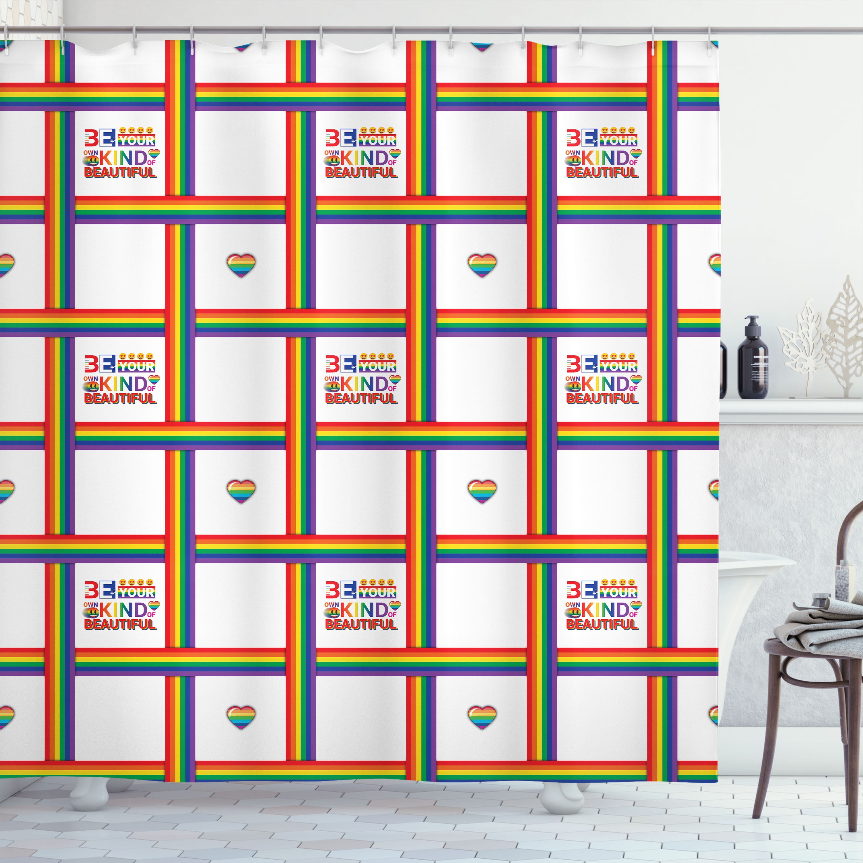 Ambesonne Pride Emoji Shower Curtain, Be Your Own Kind Saying, 69"Wx84 ...