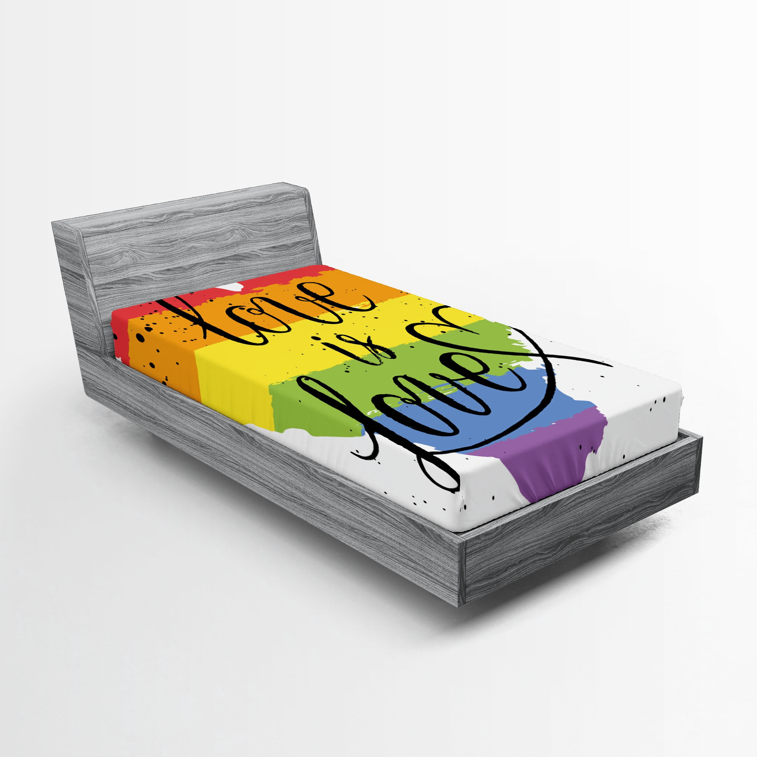 Ambesonne Pride Fitted Sheet 2 Pcs Set, Love is Love Art LGBT, Twin ...
